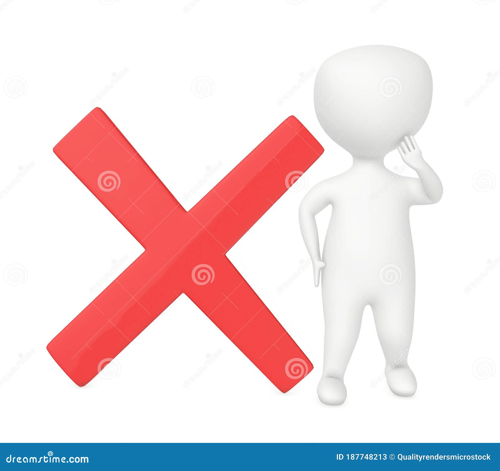 3d Character Worry , Cross Symbol Stock Illustration - Illustration of ...