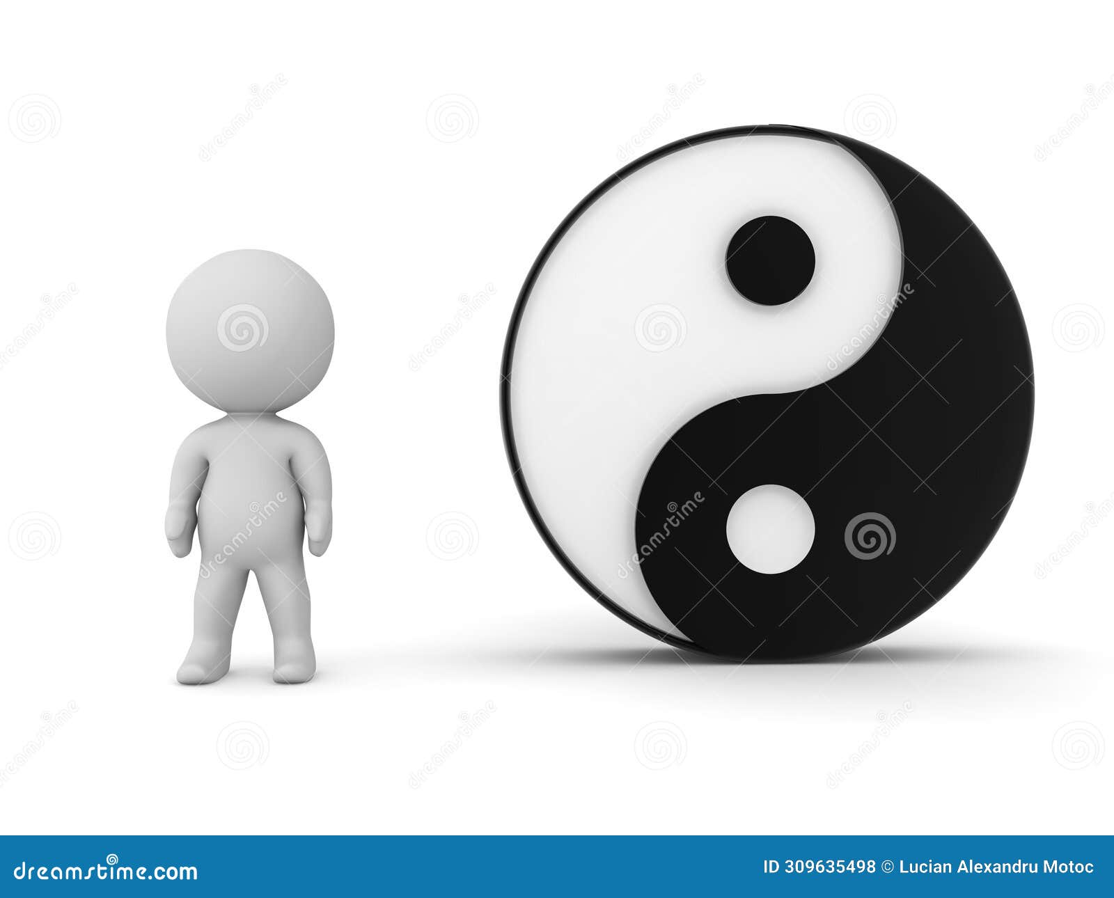 3D Character and Yin Yang Symbol Stock Illustration - Illustration of ...