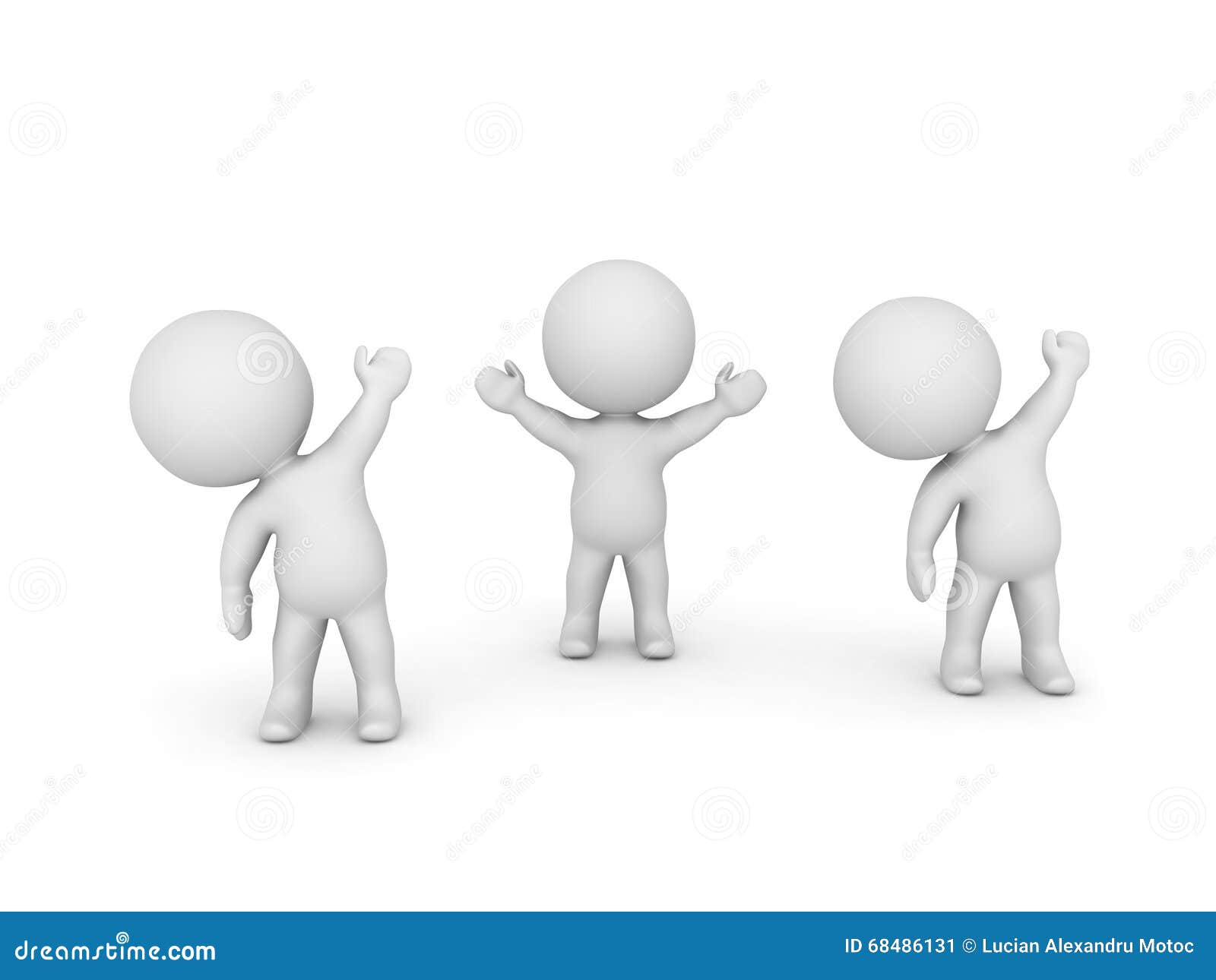 3D Characters with Arms Raised Stock Illustration - Illustration of ...