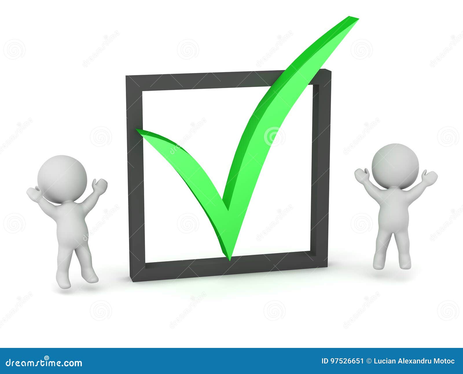 3D Characters and a Completed Task Symbol Stock Illustration ...