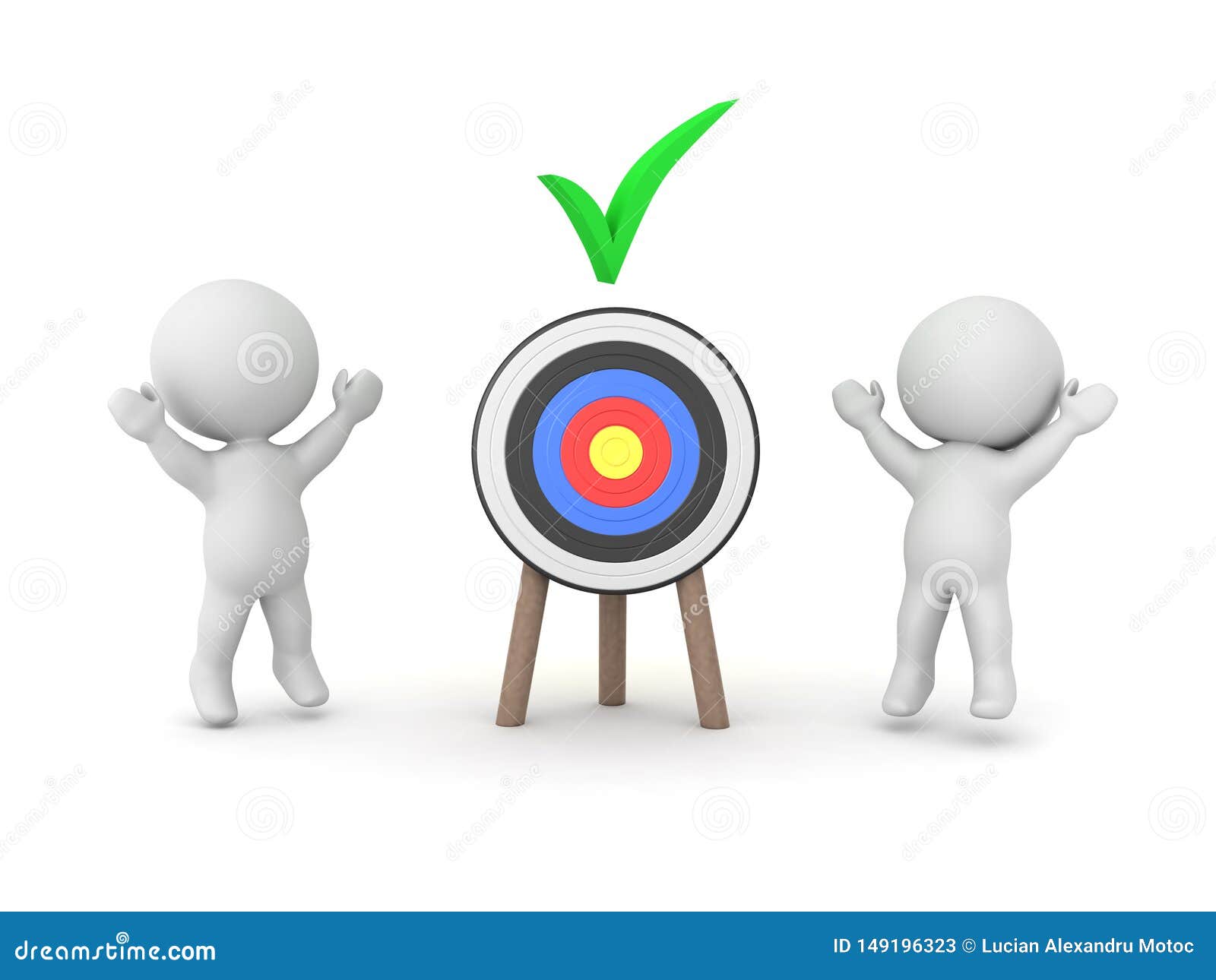 3D Characters are Happy because Target is Completed Stock Illustration ...