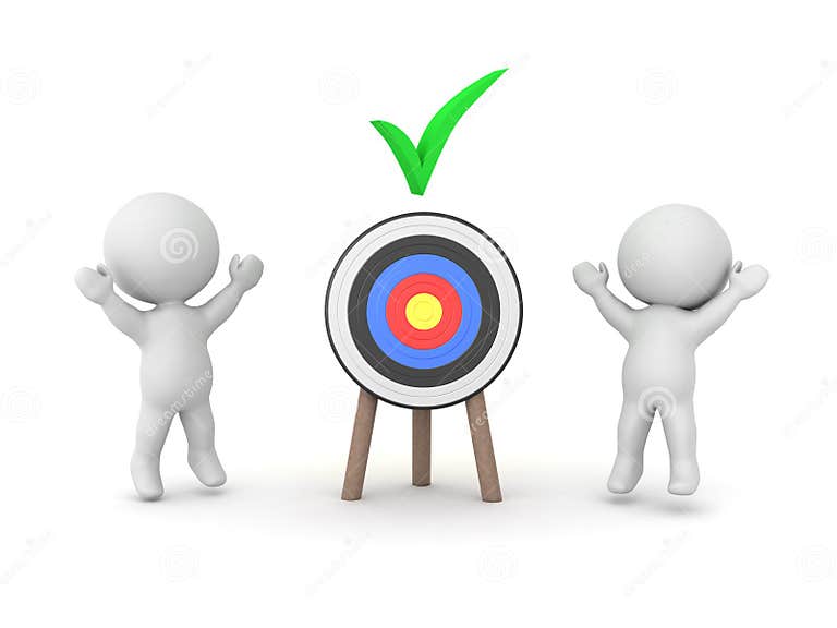 3D Characters are Happy because Target is Completed Stock Illustration ...