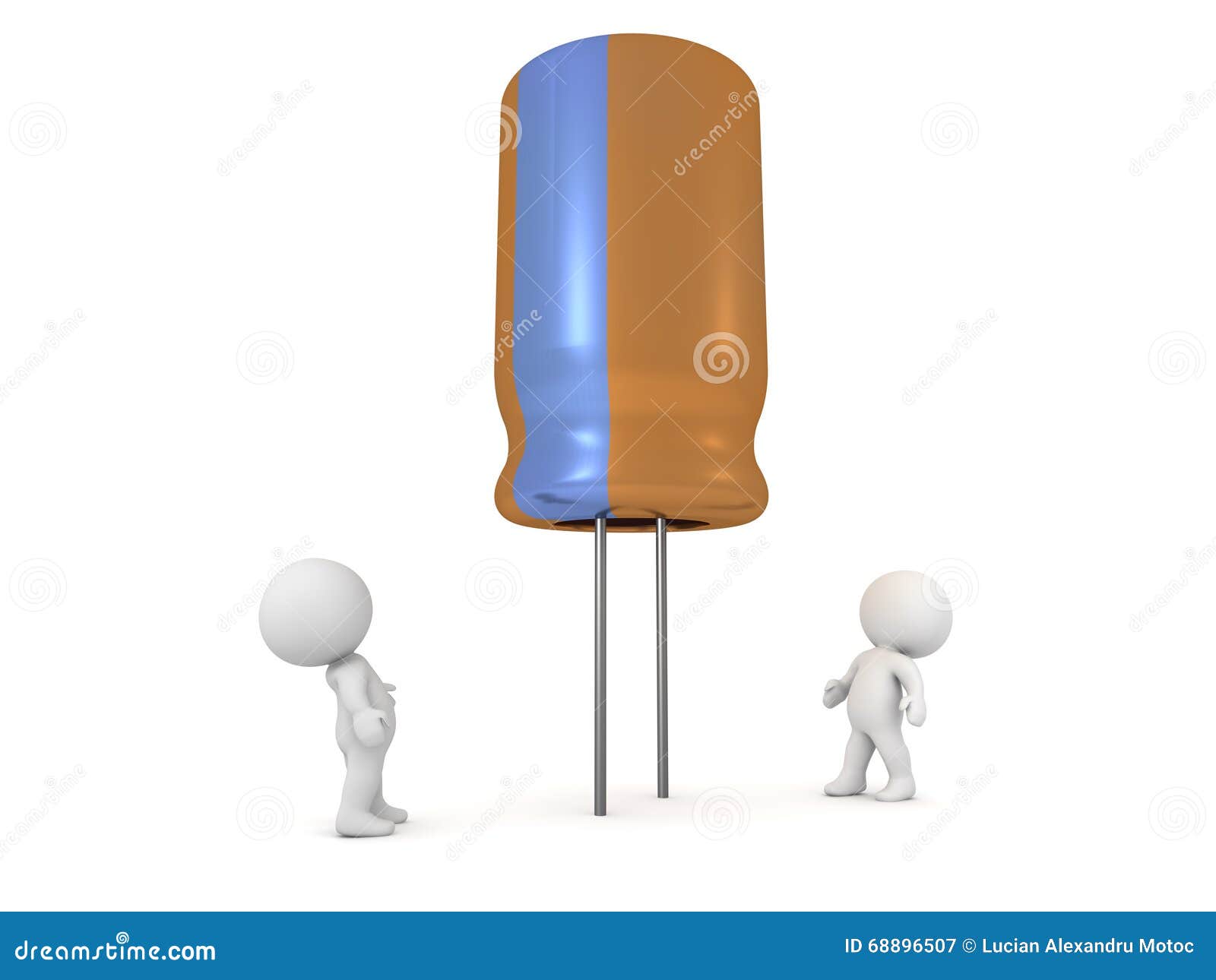 3D Characters Looking Up At Large Capacitor Stock Photo | CartoonDealer ...