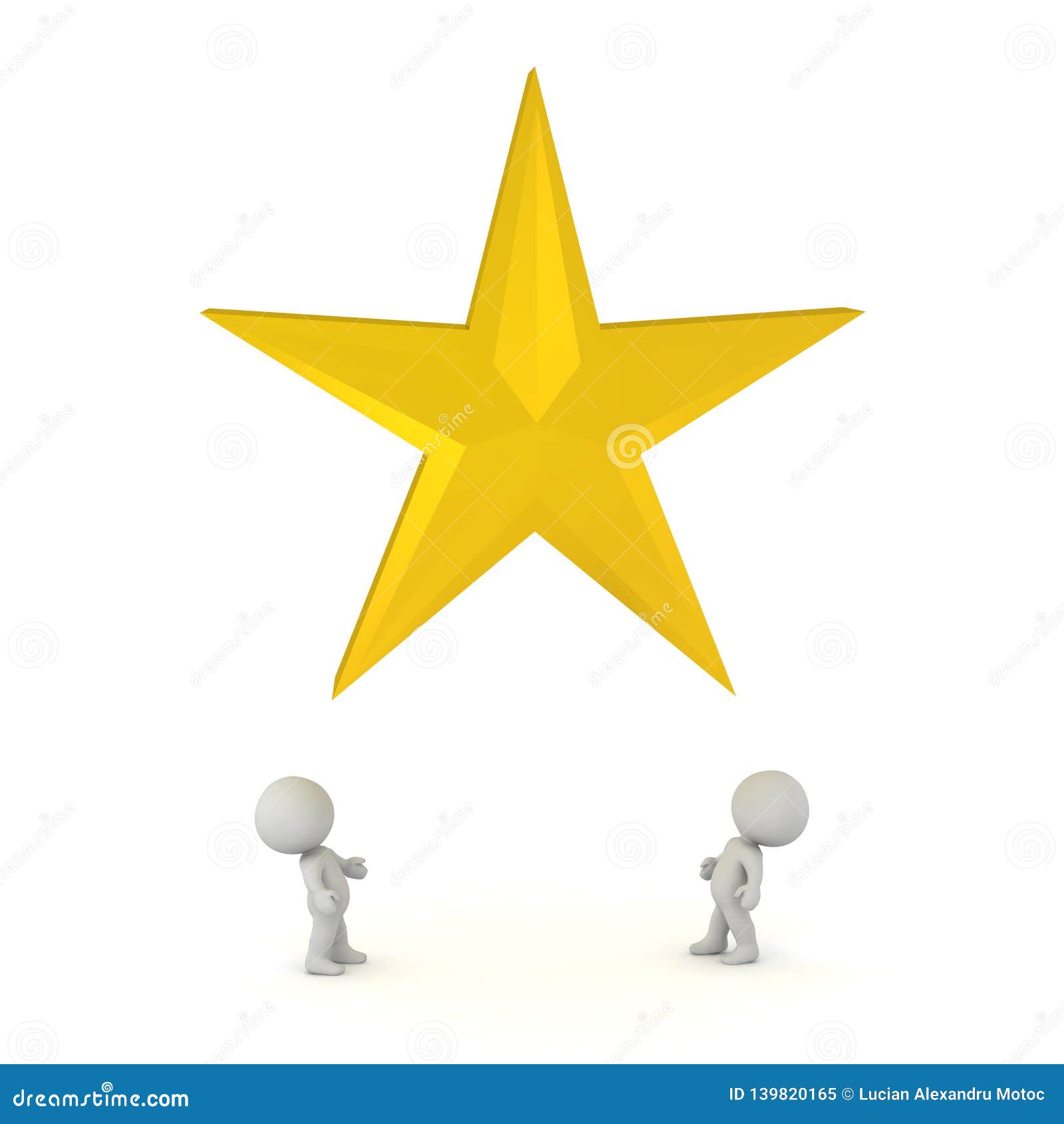 3D Characters Looking Up at a Large Star Stock Illustration ...