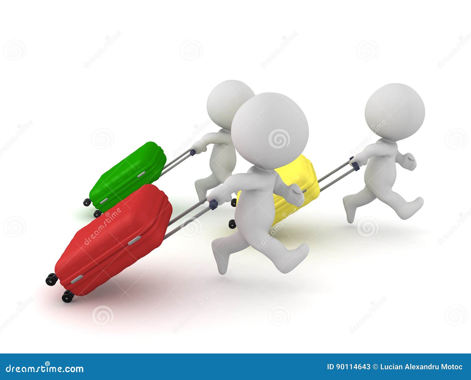 Flying Red Trolleys In Realistic Studio Shot Stock Photography ...