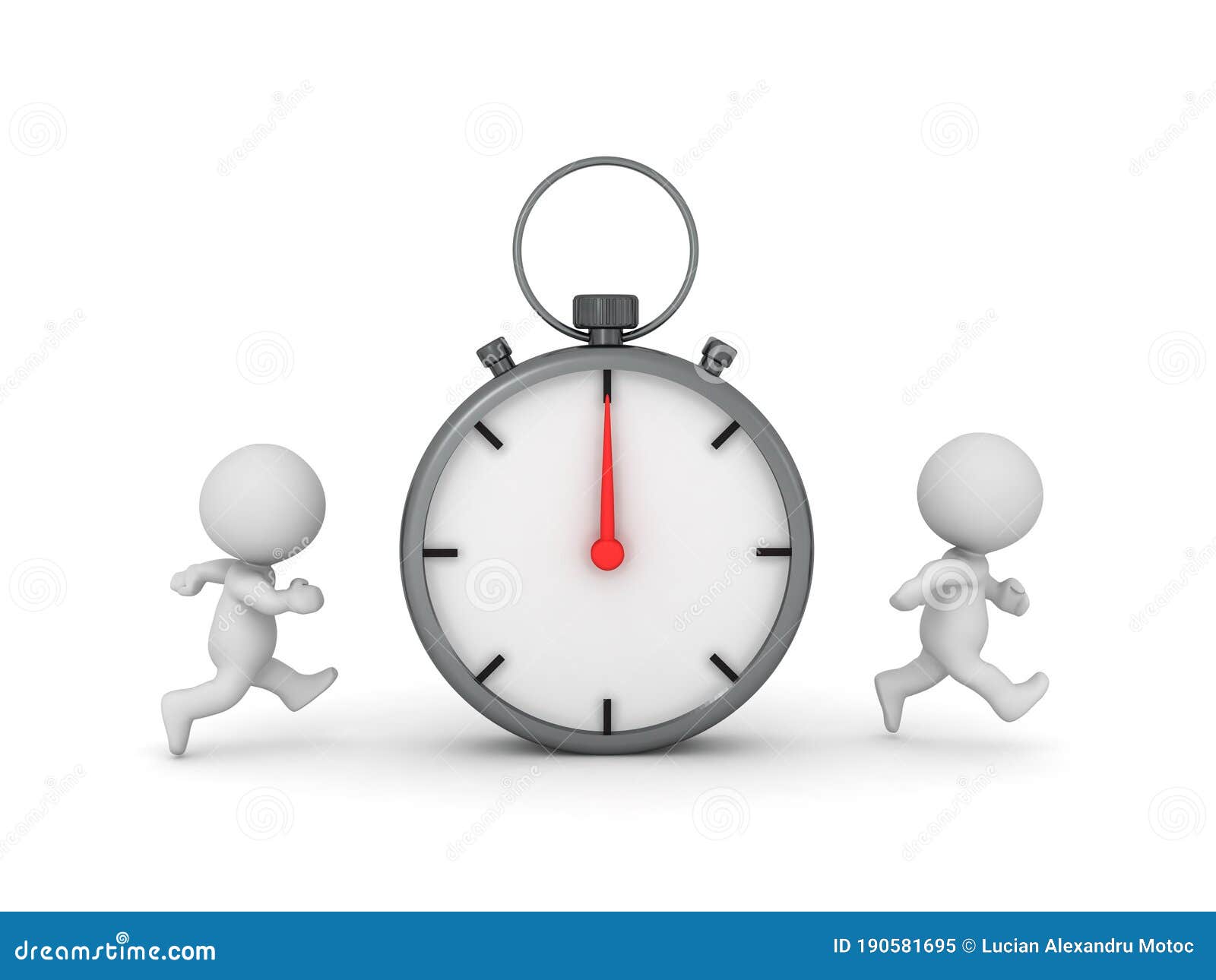 3D Characters Running Around Stopwatch Stock Illustration ...