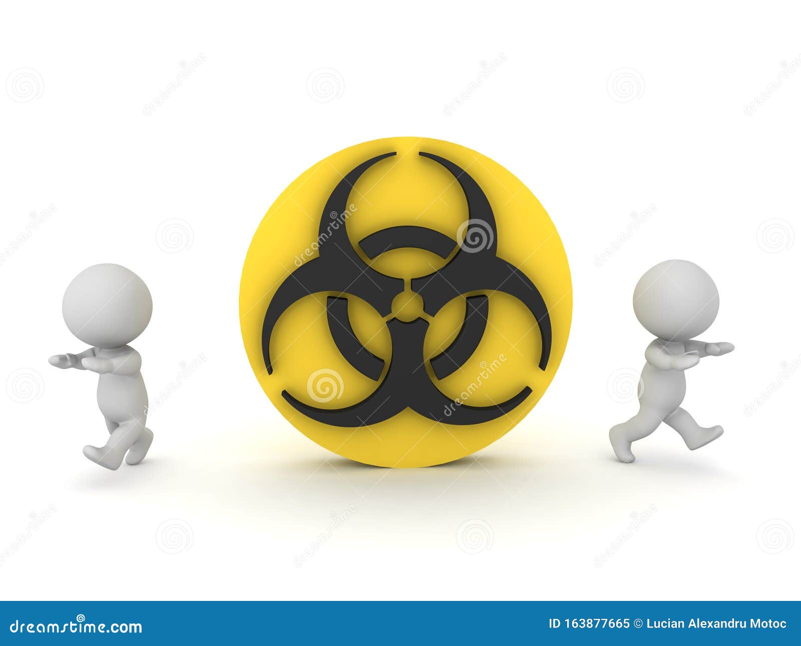 3D Characters Running Away From Biohazard Logo Stock Image ...