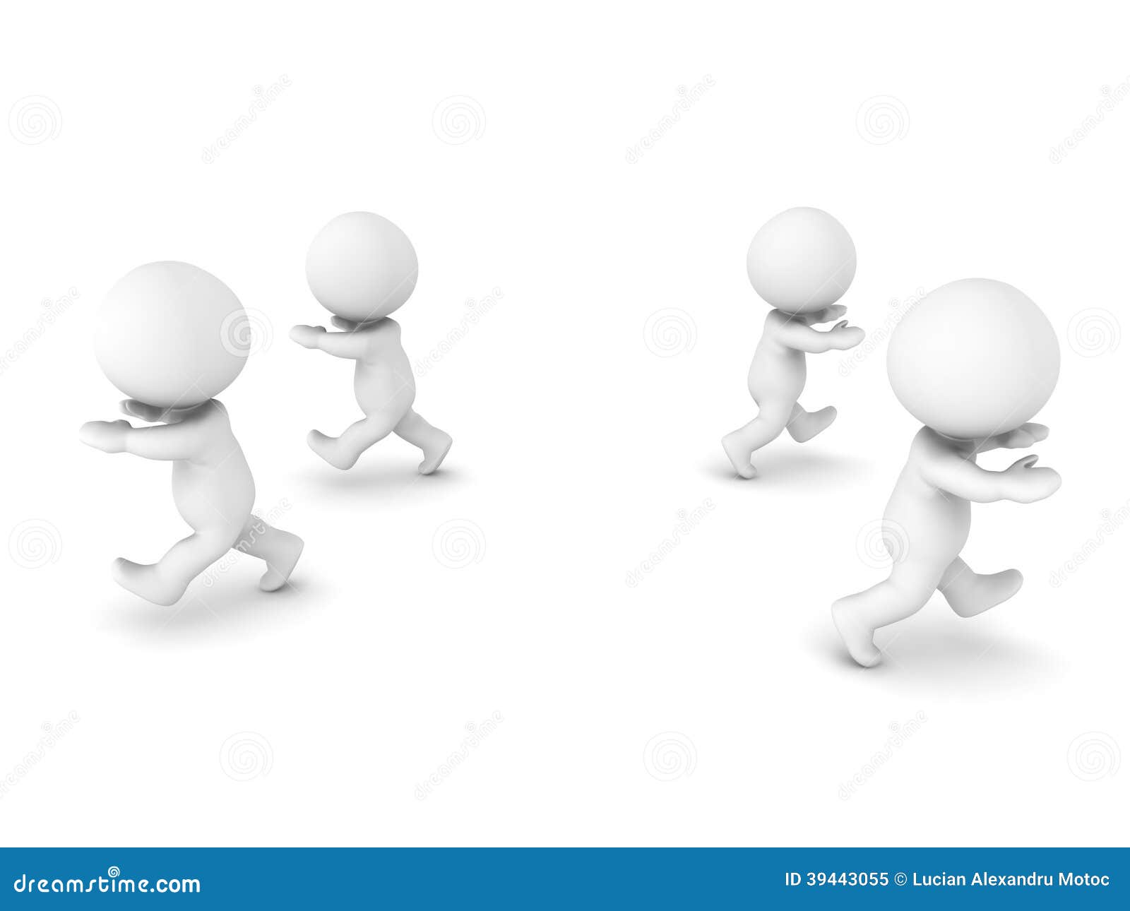 3D Characters Running Away from Something Stock Illustration ...