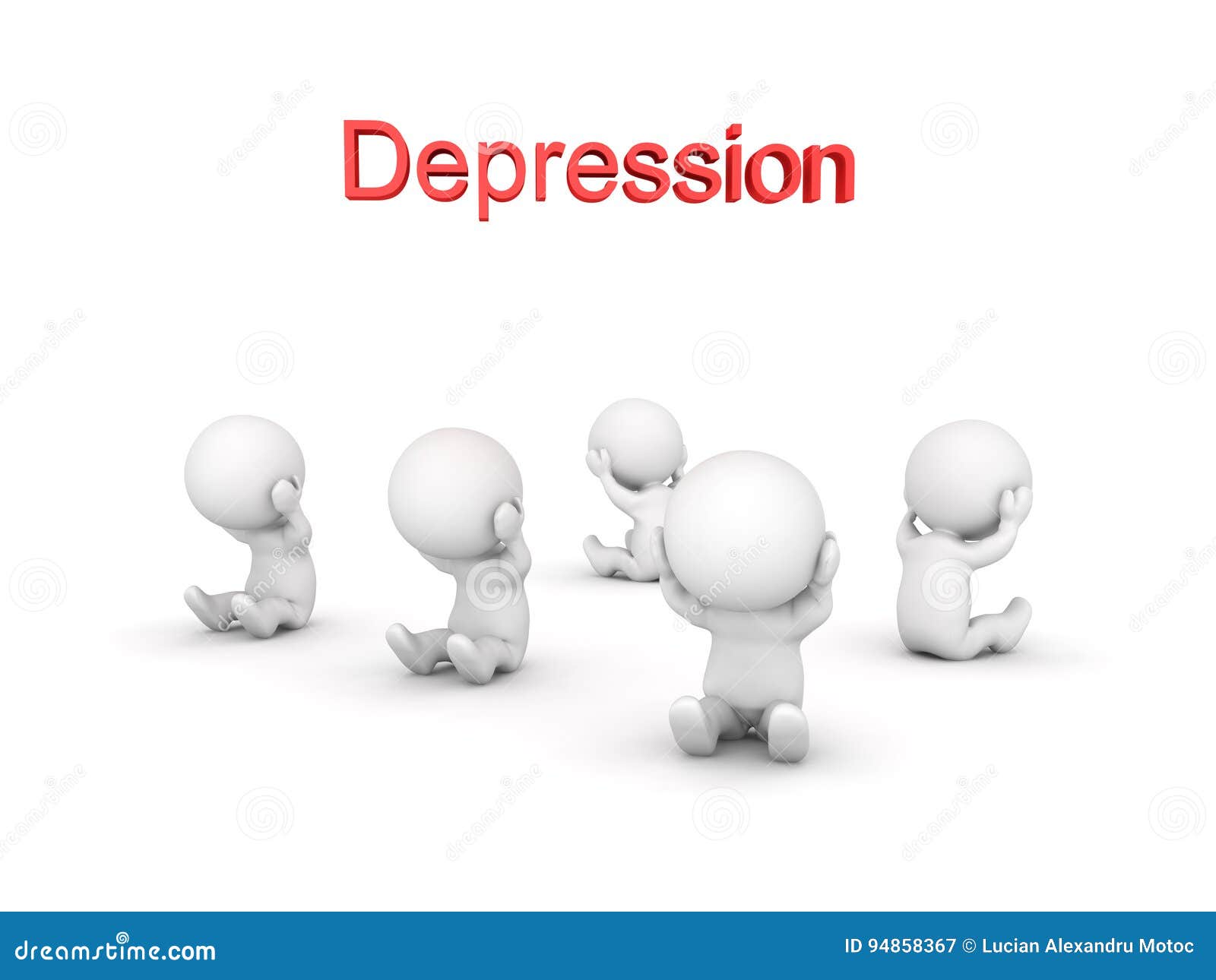 3D Characters Struggling with Depression Stock Illustration ...