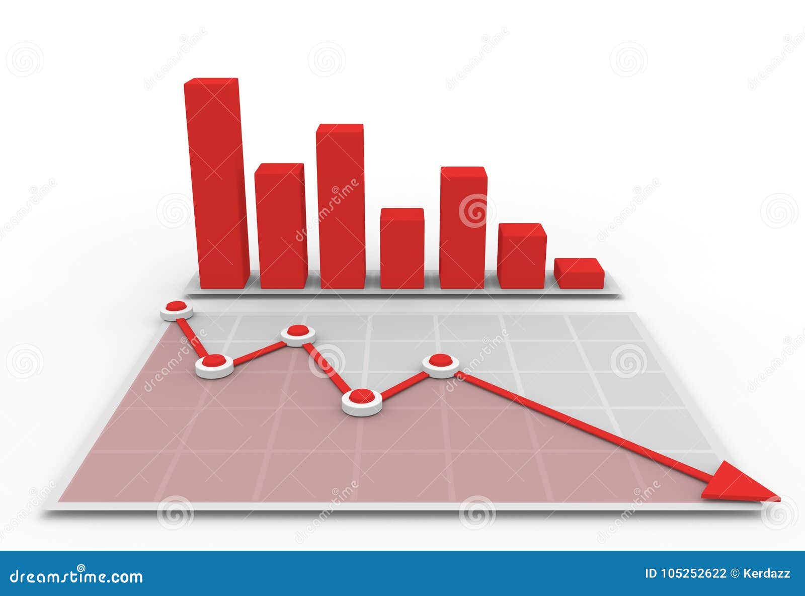 3D Graph and Diagram Going Down Stock Illustration - Illustration of ...