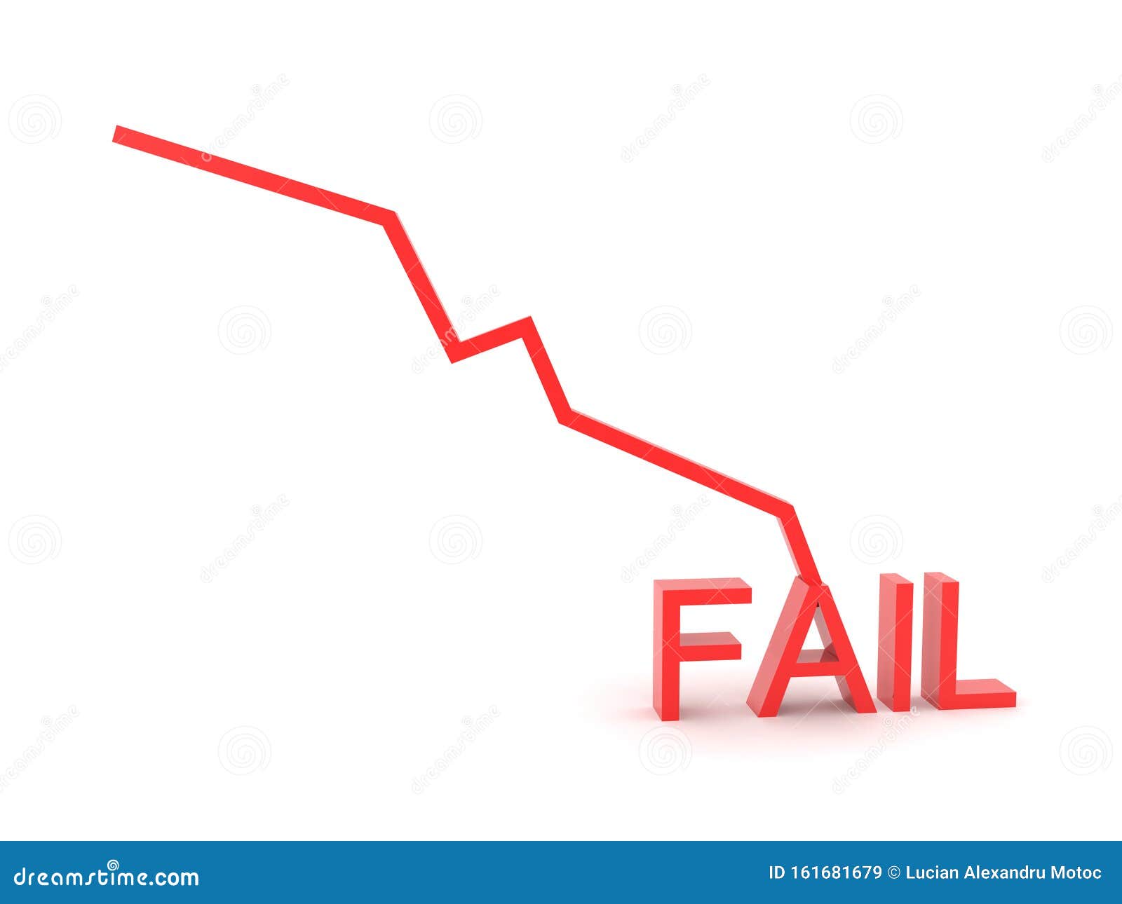 3D Chart Graph Showing Failure and Decline Stock Illustration ...