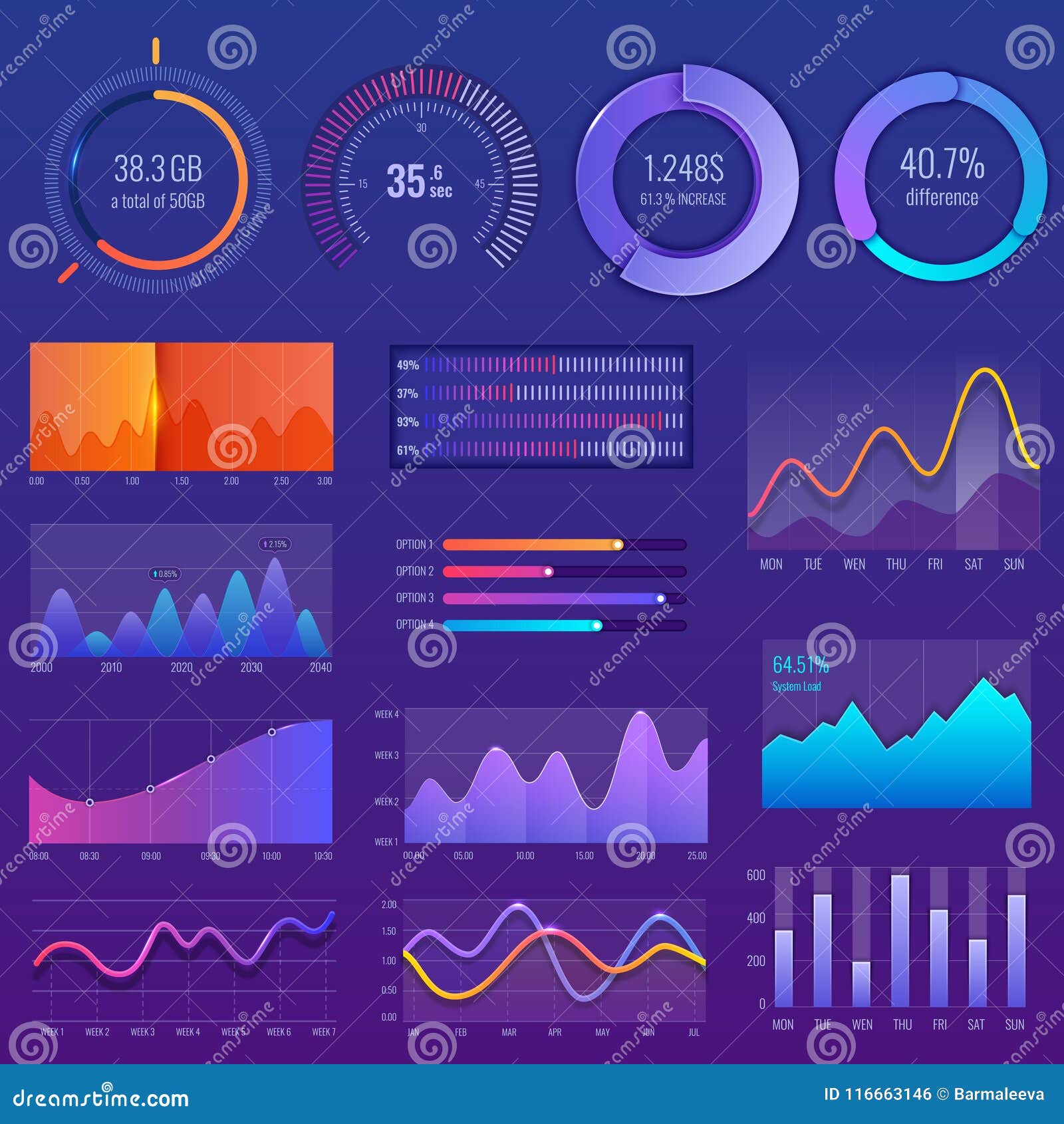 3D Chart and Graphic. Diagram with Options and Workflow Charts Stock ...