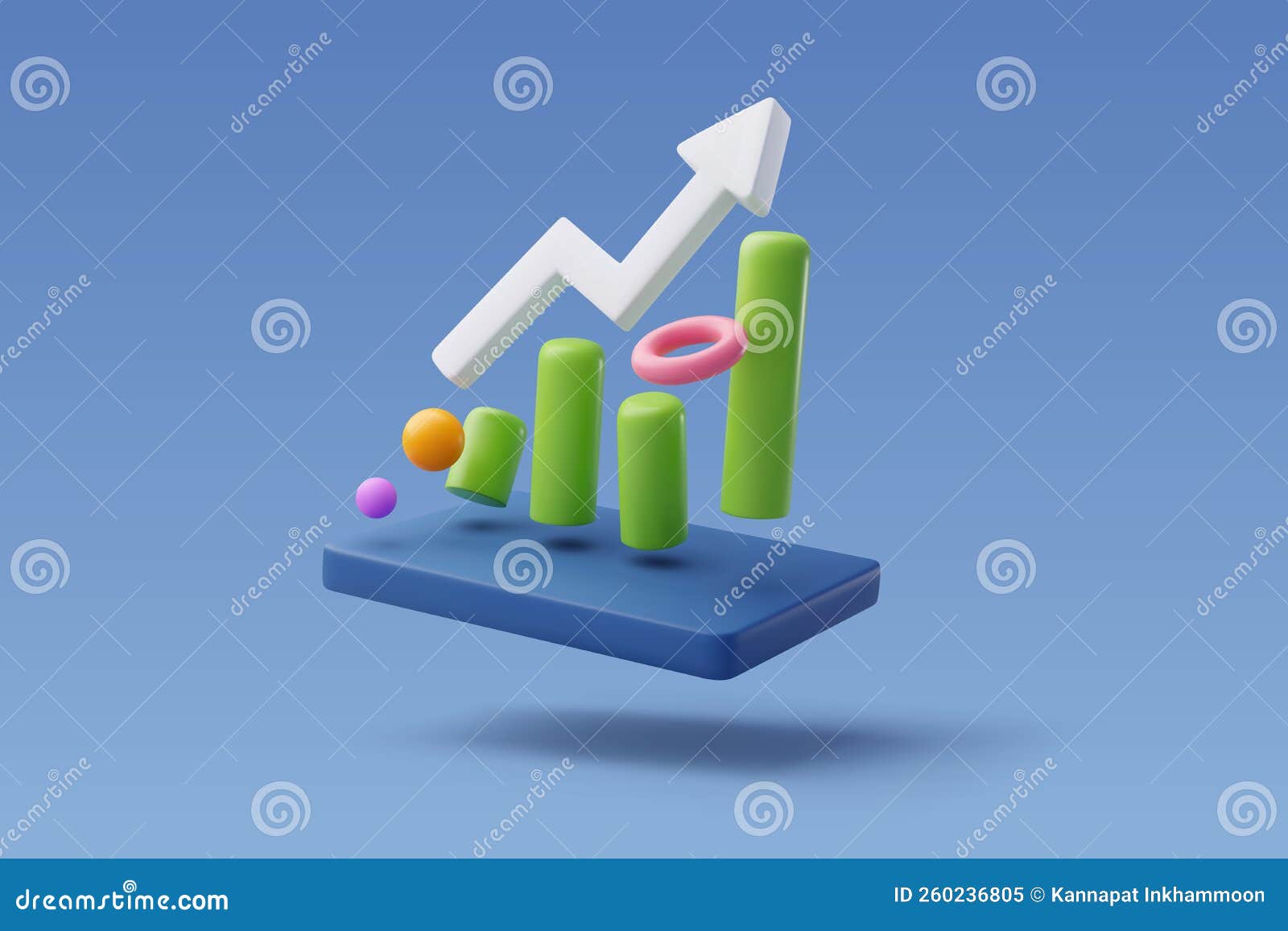 3d Chart and Trend Graph Arrow, Data Analyze Financial and Stock Market ...