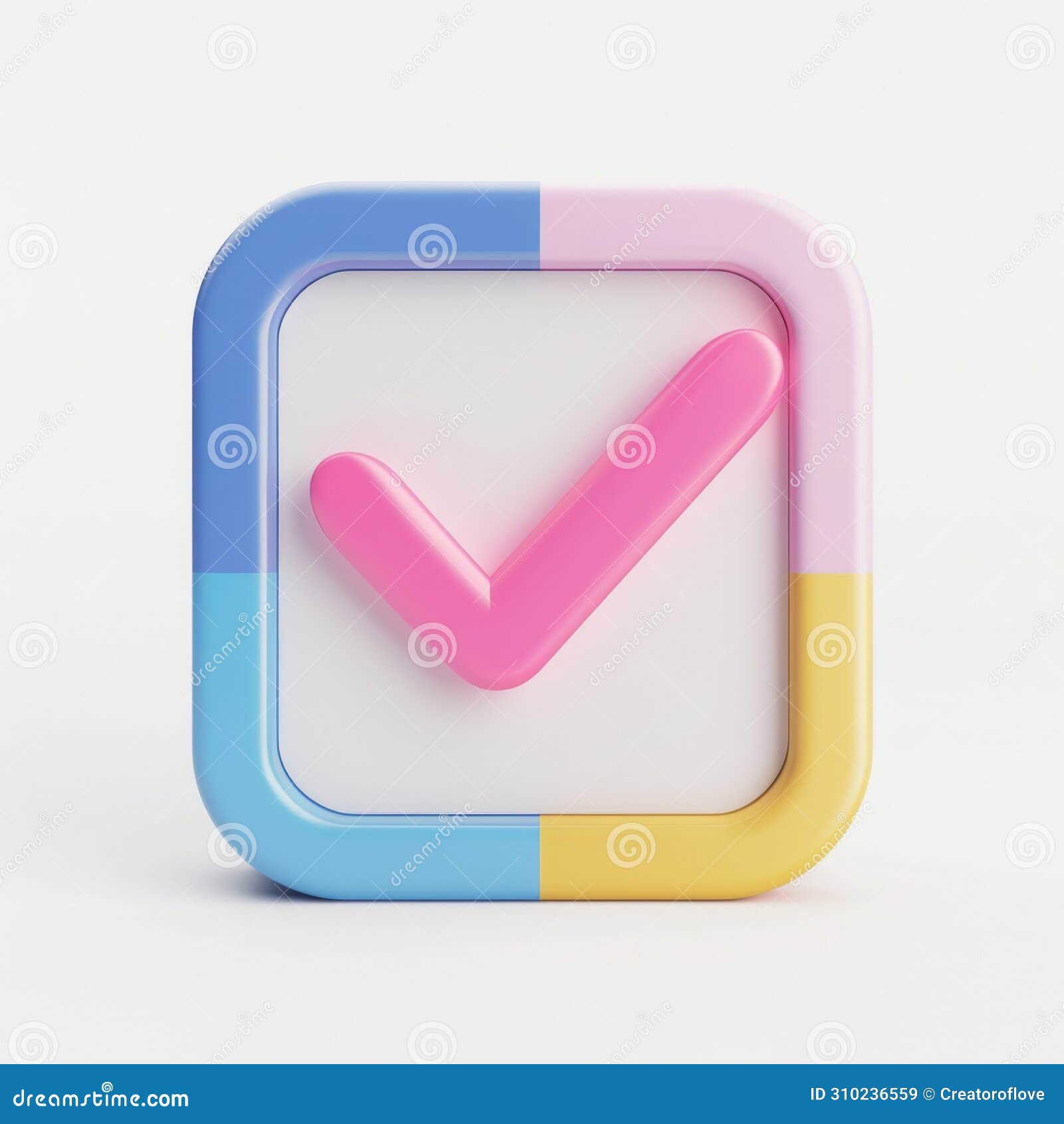 3d Check Colourful Icon of a App on White Background Stock Illustration ...