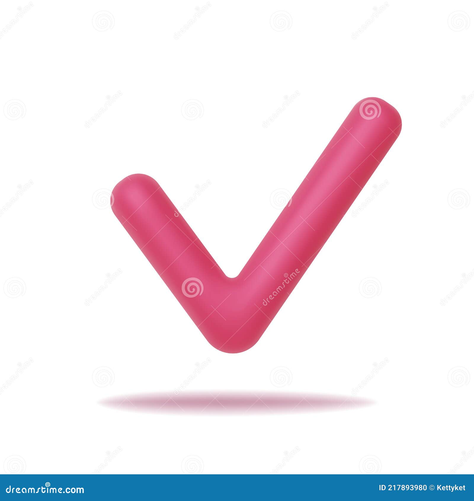 3D Check Icon, Sign Ok Color Pink. Checkmark Sign for Mobile, Web and ...