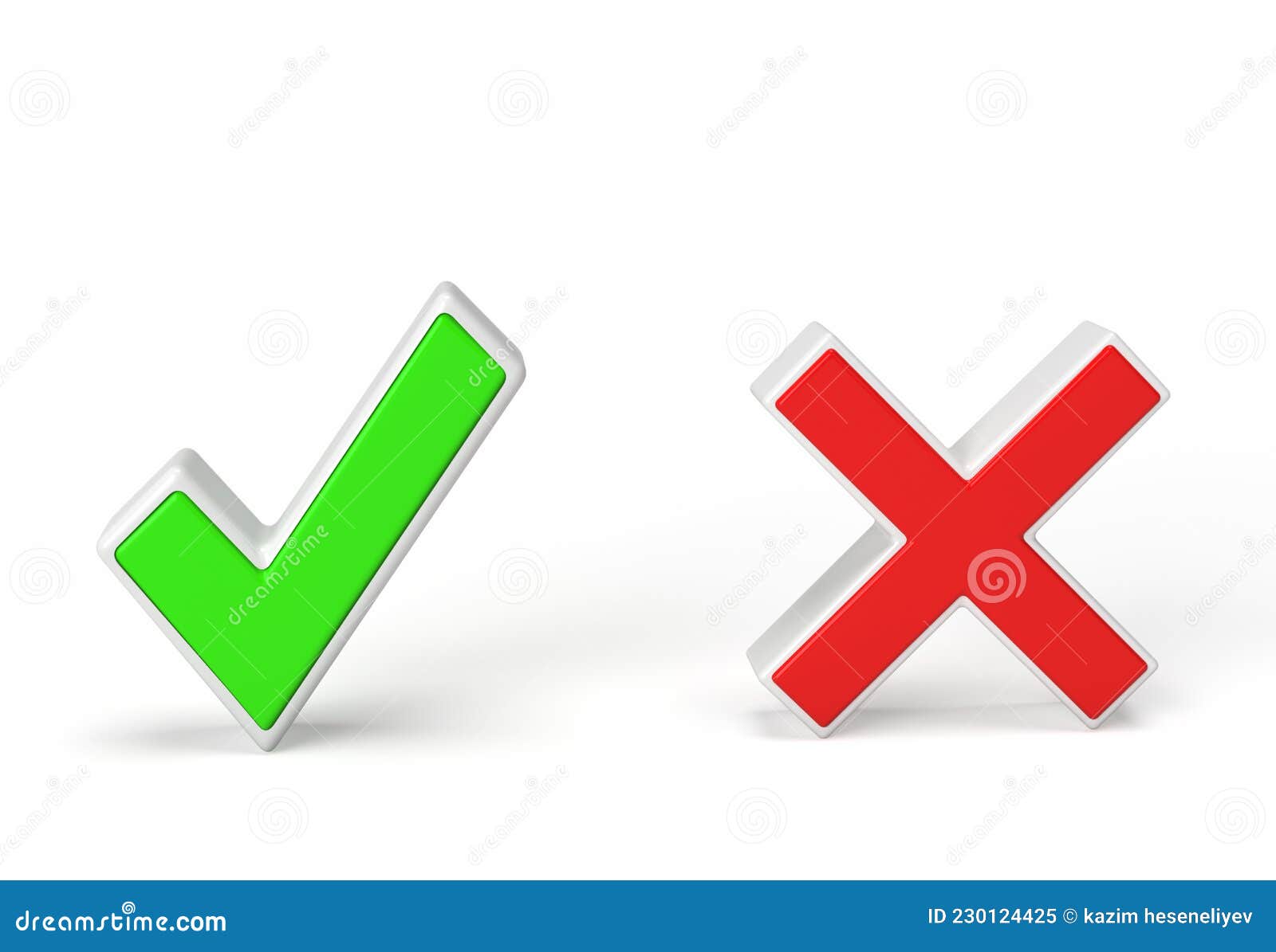 3D Check and X icon stock illustration. Illustration of right - 230124425