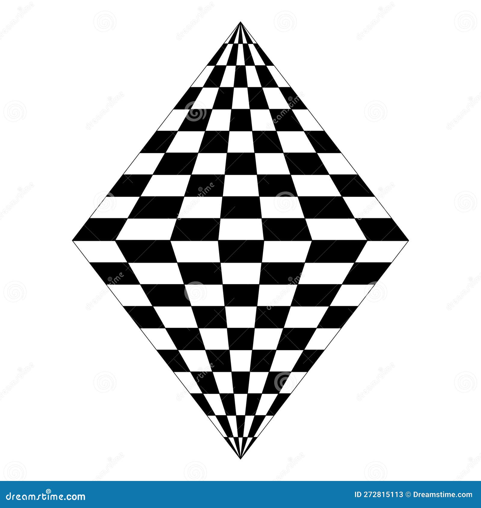 3D Checkered Rhombus Isolated on White Background. Diamond or Lozenge ...