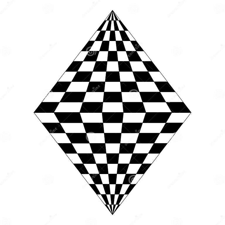 3D Checkered Rhombus Isolated on White Background. Diamond or Lozenge ...