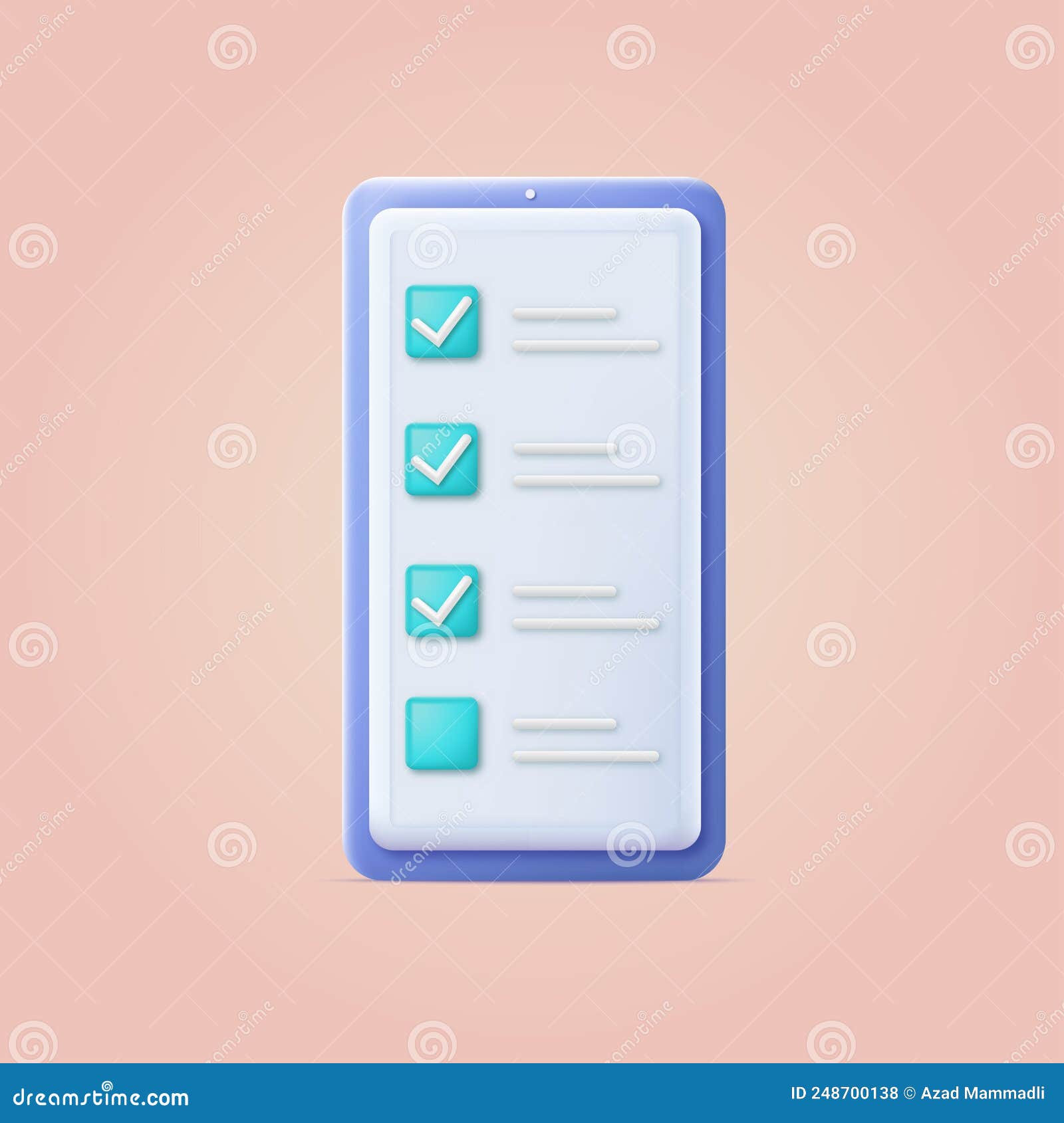 3d Checklist on a Phone Screen. Vector Stock Illustration ...
