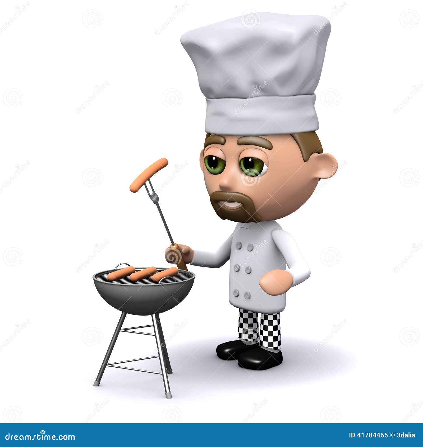 3d Chef cooks a barbecue stock illustration. Illustration of culinary ...