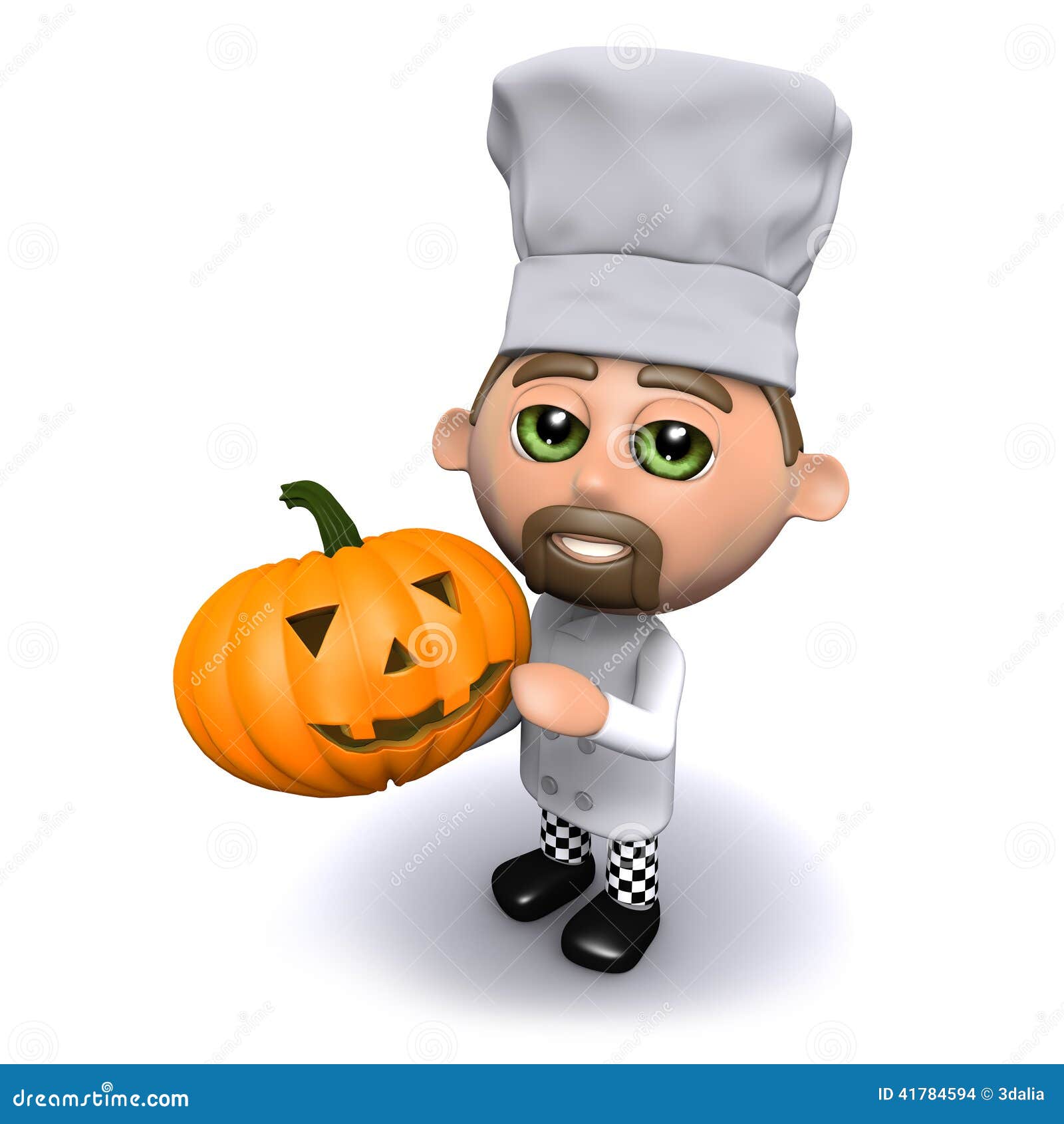 3d Chef with Halloween Pumpkin Stock Illustration - Illustration of ...