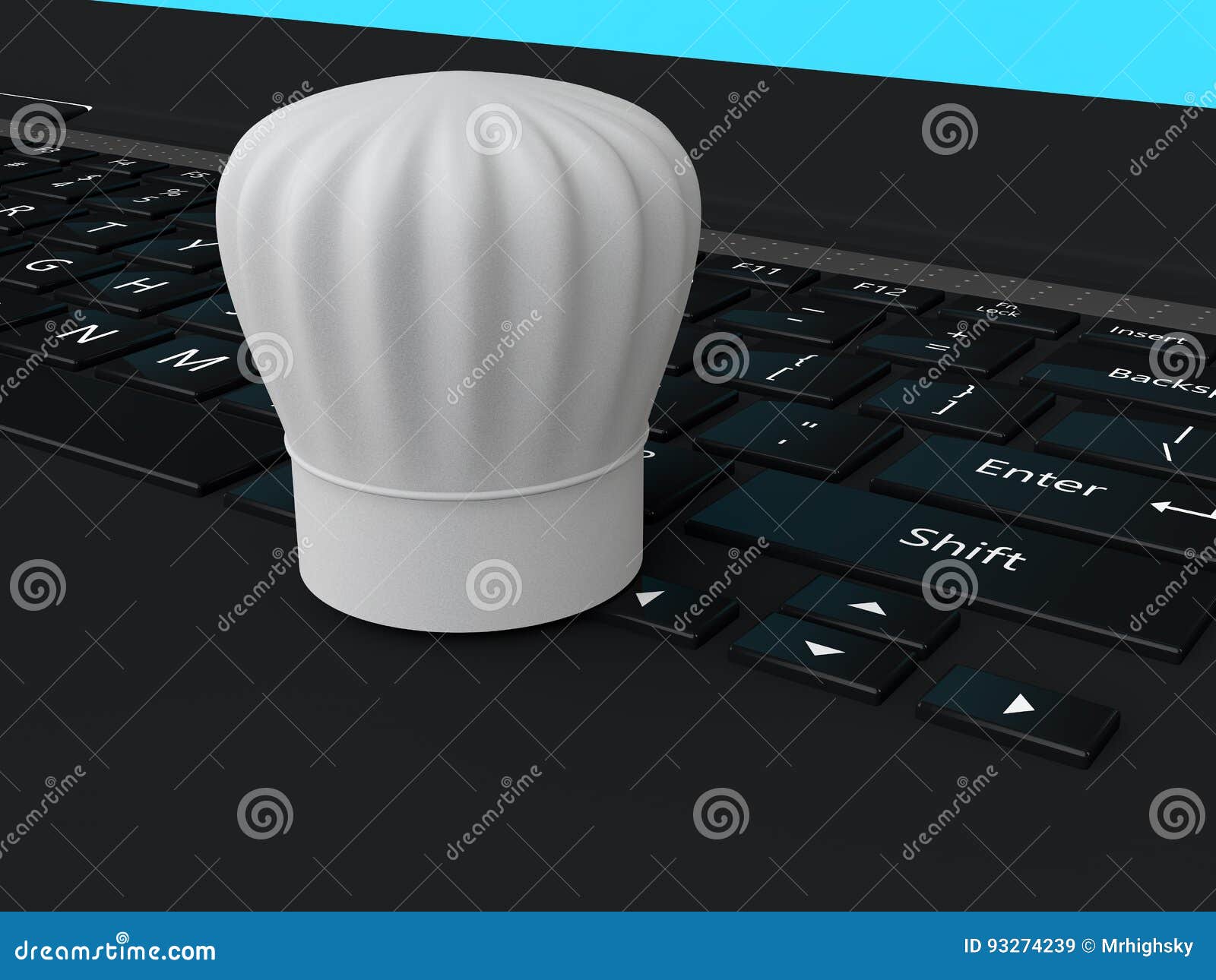 3d Chef Hat on Laptop Keyboard Stock Illustration - Illustration of ...