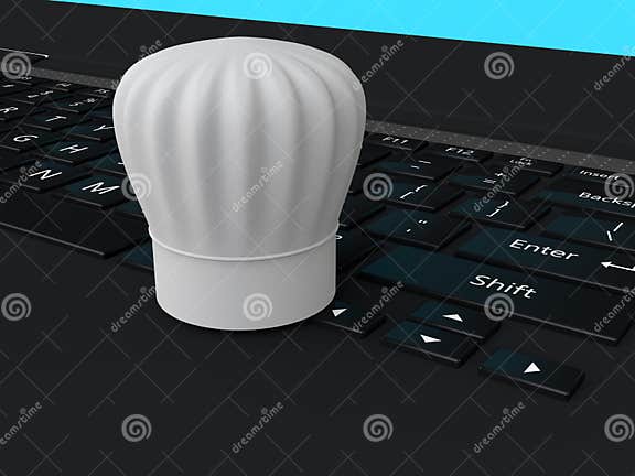 3d Chef Hat on Laptop Keyboard Stock Illustration - Illustration of ...