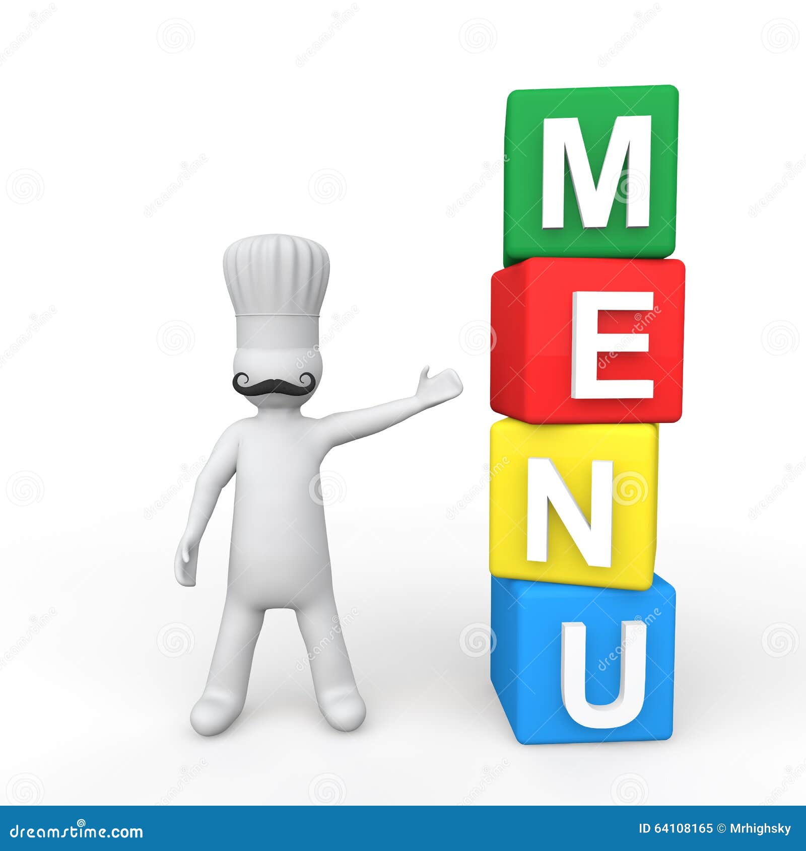 3d chef and menu cubes stock illustration. Illustration of cook - 64108165