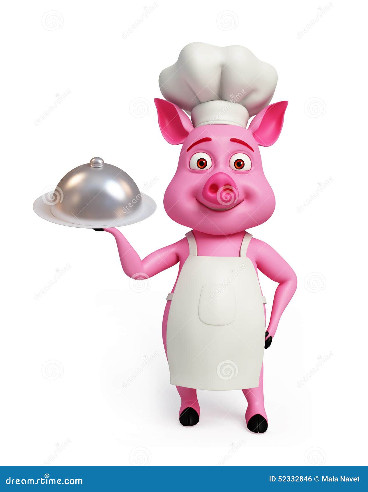 3d chef Pig with dish stock illustration. Illustration of mammal - 52332846