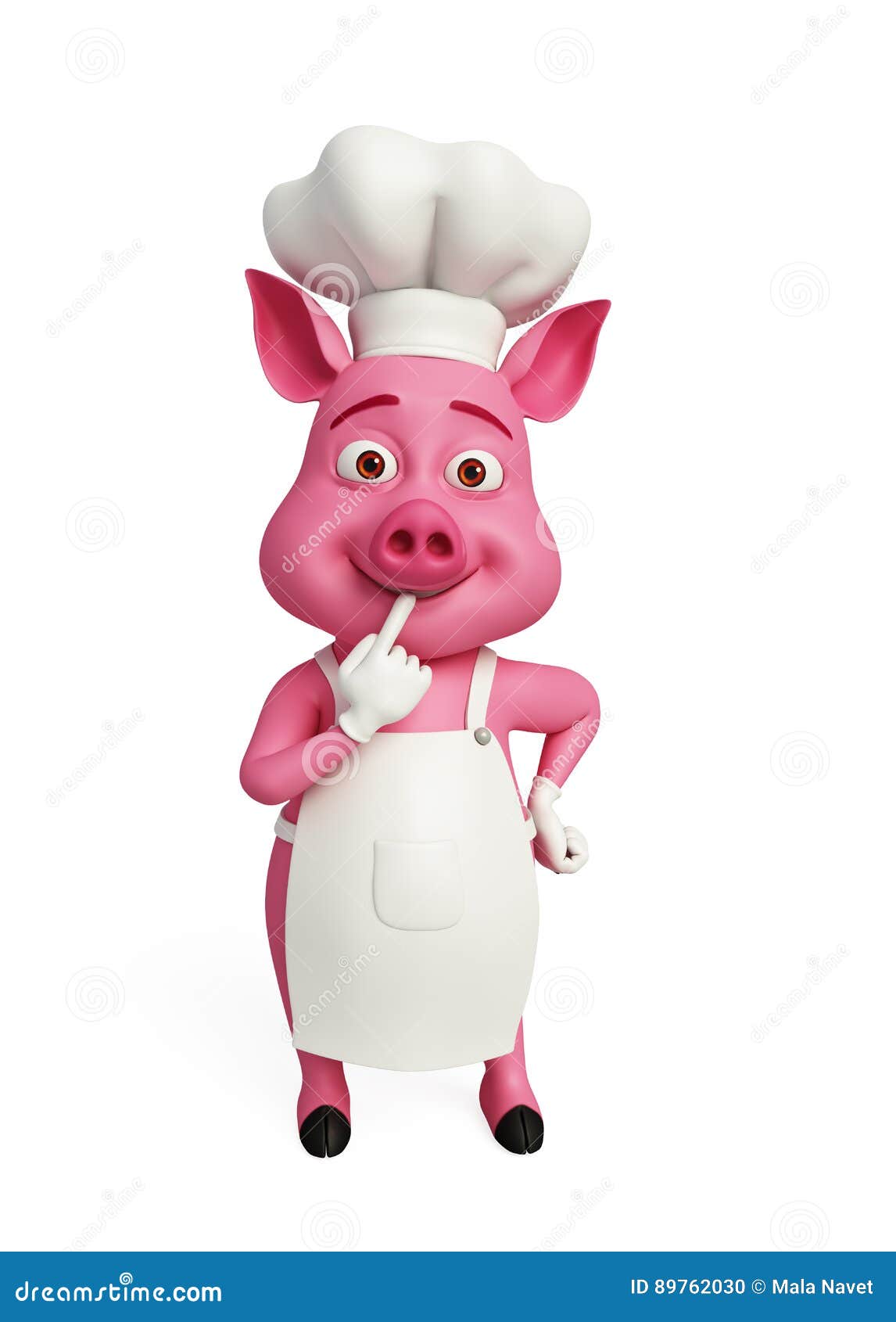 3d Chef Pig is thinking. stock illustration. Illustration of cheerful ...