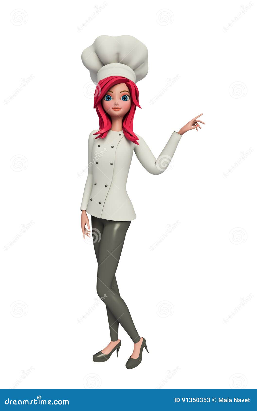 3d Chef with Pointing Pose. Stock Illustration - Illustration of ...