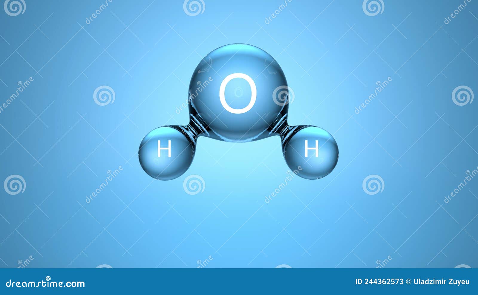 3d Chemical Formula Of Water H2o Water Molecule On A Blue Clean