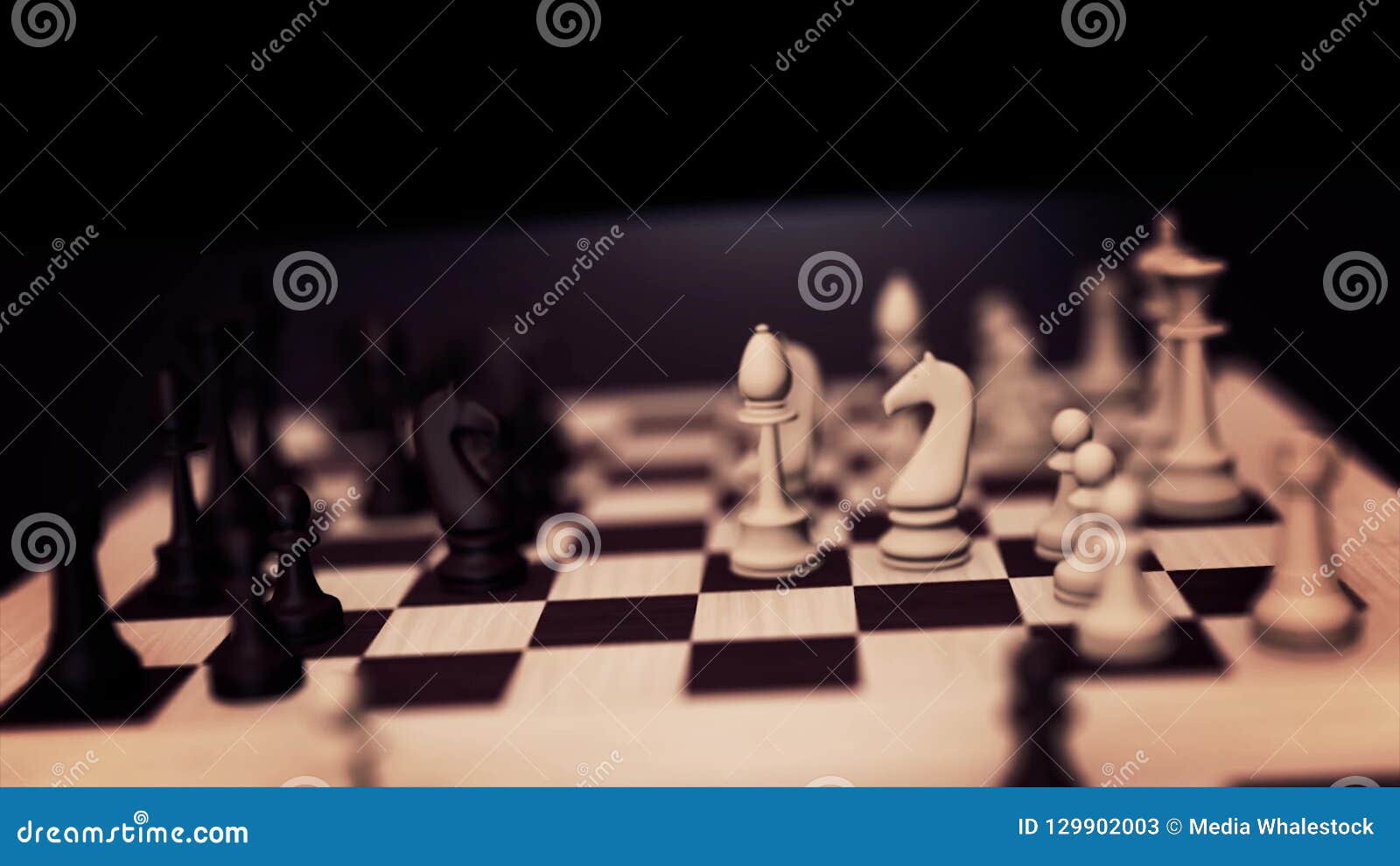 3D Chess Concept. Chess Board with Chessmen Loop with Alpha. Chess ...