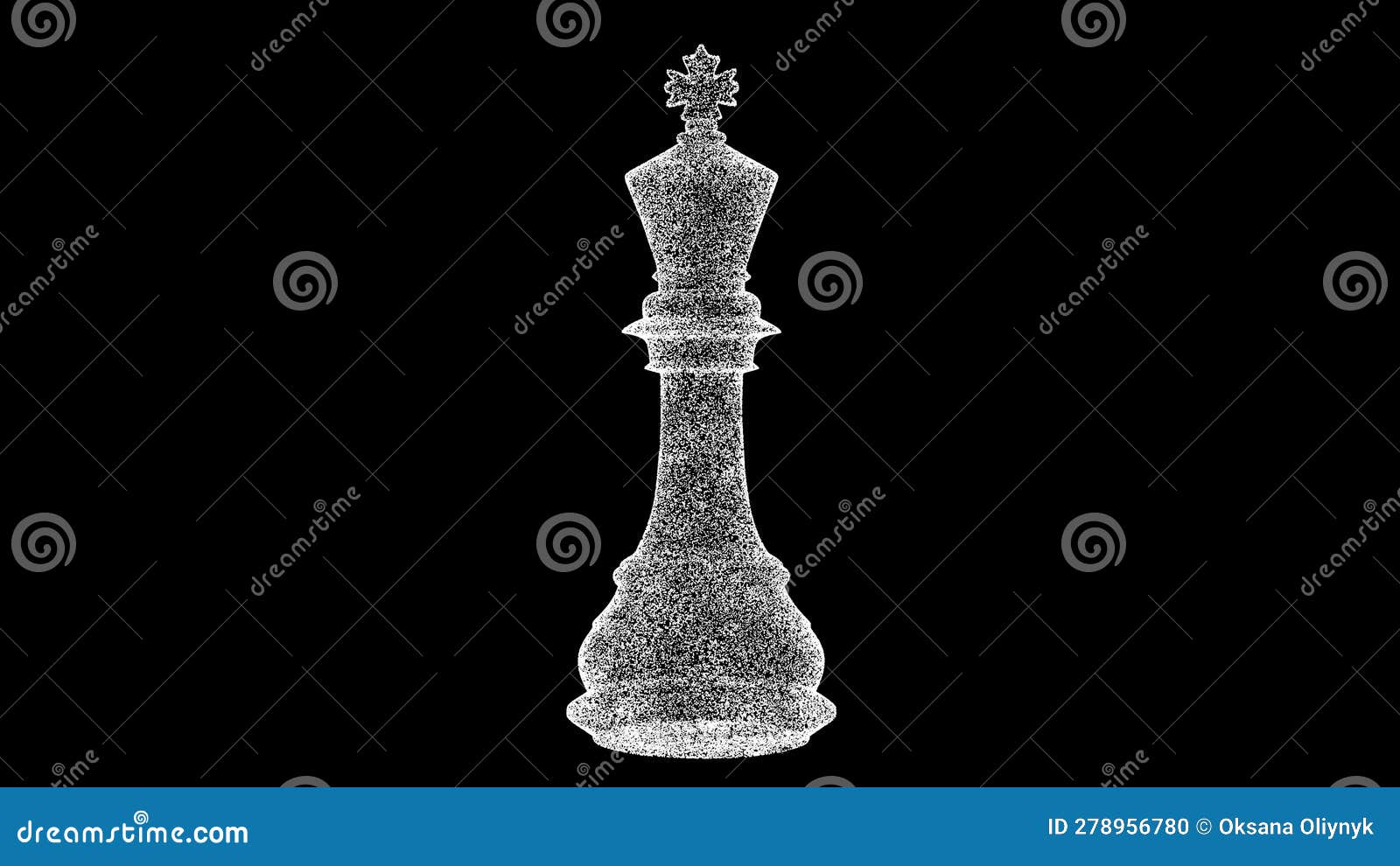 3D Chess King on Black Background. Object Made of Shimmering Particles ...