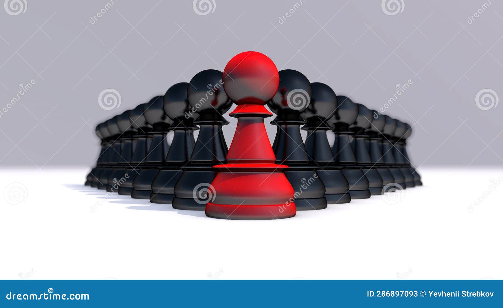 3D Chess Pieces in a Row. in Front is a Red Pawn Piece Stock ...