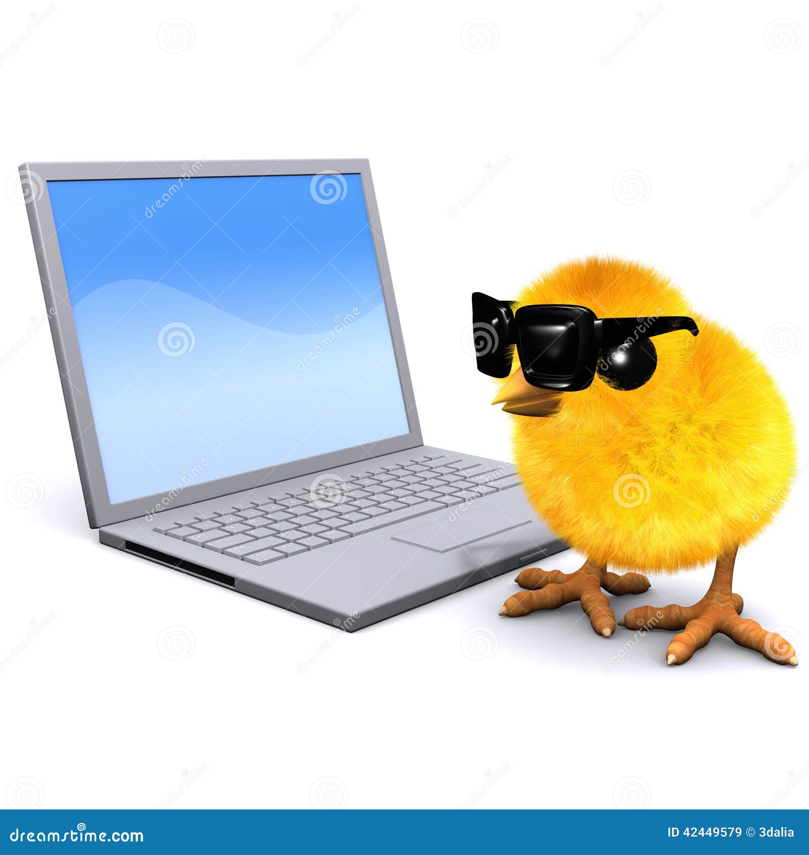 3d Chick with laptop pc stock illustration. Illustration of computer ...