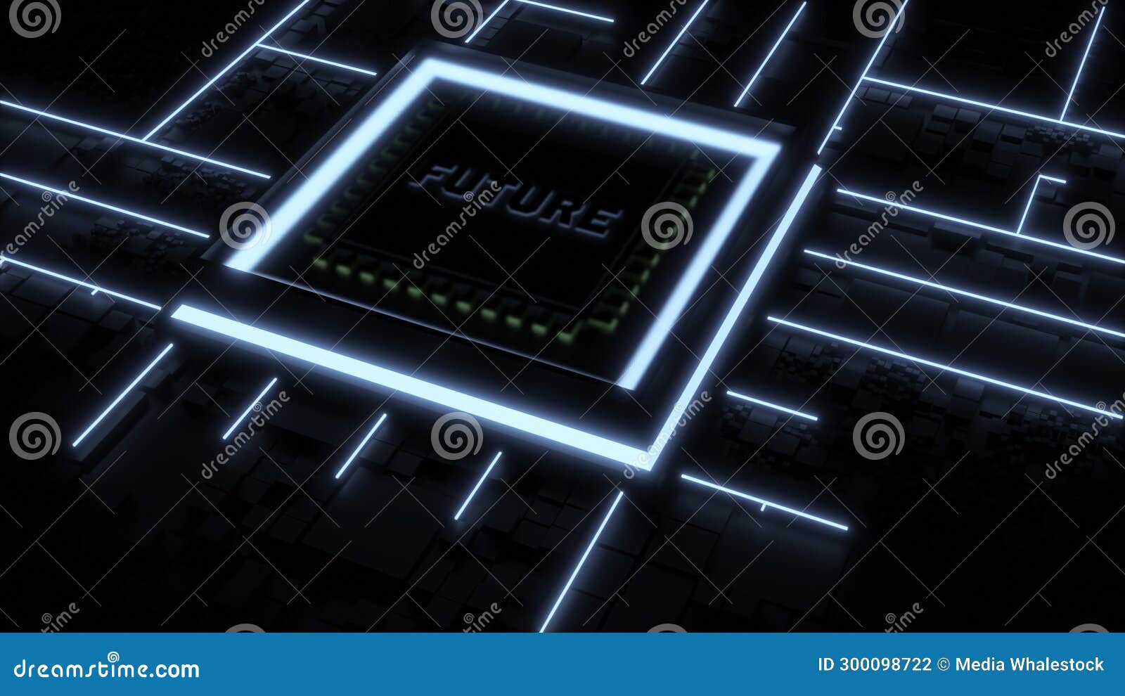 3d Chip with Neon Nets. Design. 3D Chip Runs Computer S Software ...