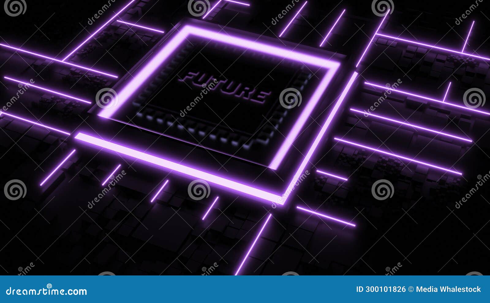 3d Chip with Neon Nets. Design. 3D Chip Runs Computer S Software ...