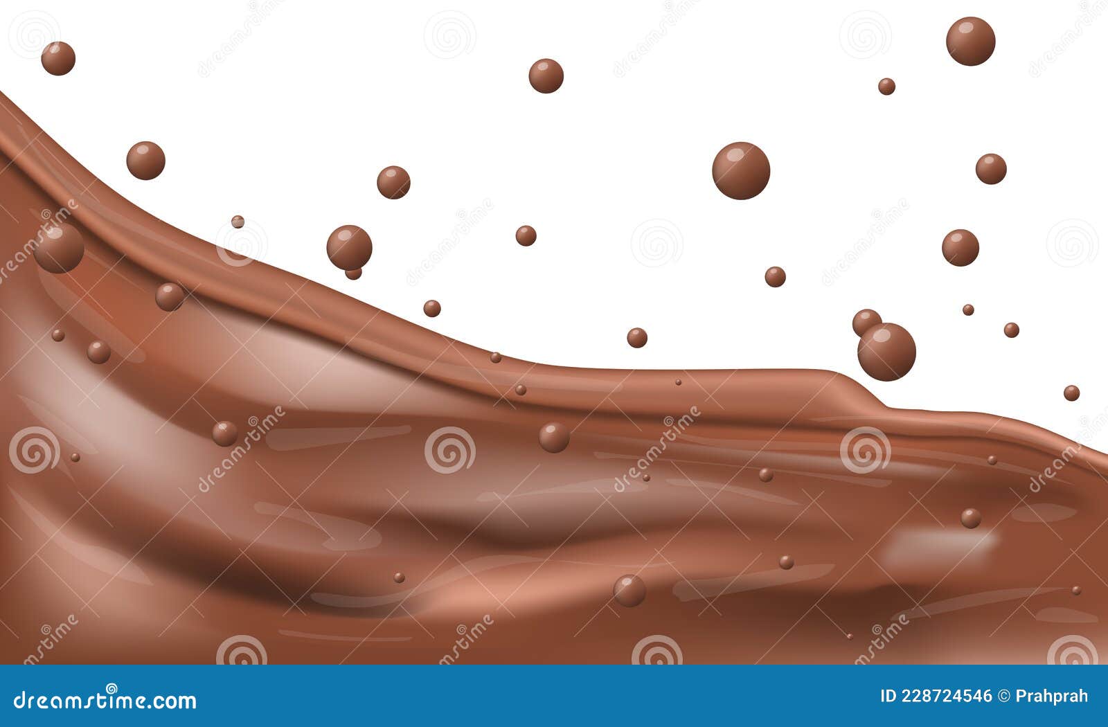 3D Chocolate Mass Flow with Splashes and Drops Stock Vector ...