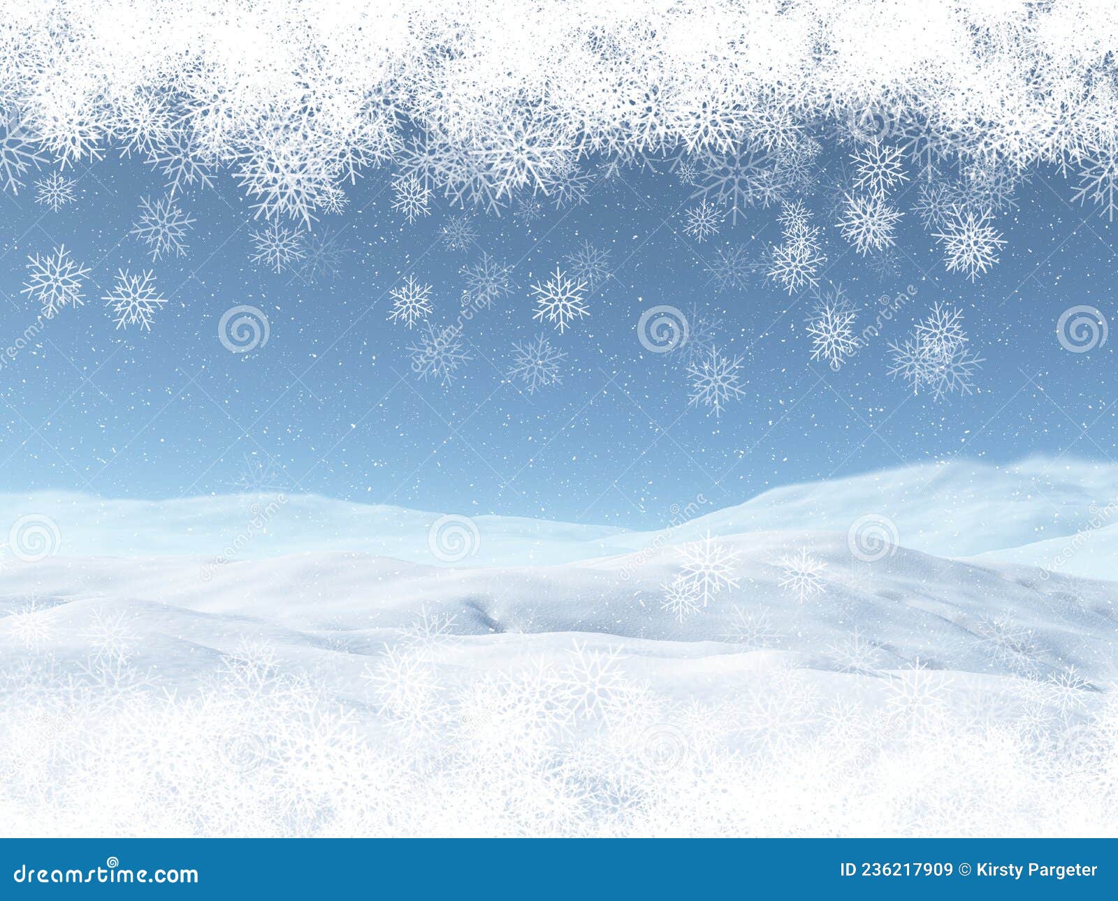 3D Christmas Landscape with Snowy Border Stock Illustration ...