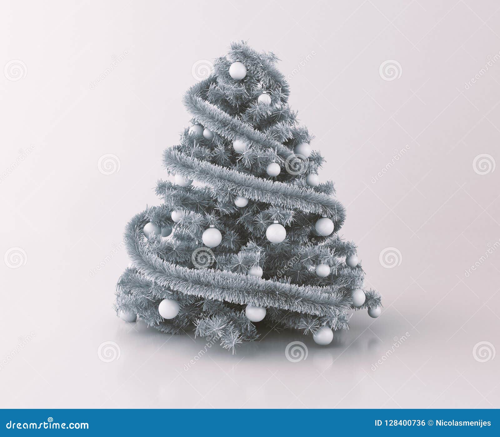 3d Christmas Tree on Gray Background. Stock Illustration - Illustration ...