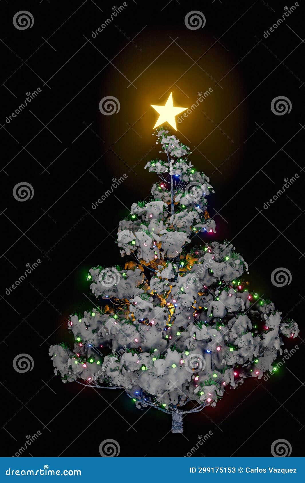 3D Christmas Tree Render stock illustration. Illustration of holidays ...
