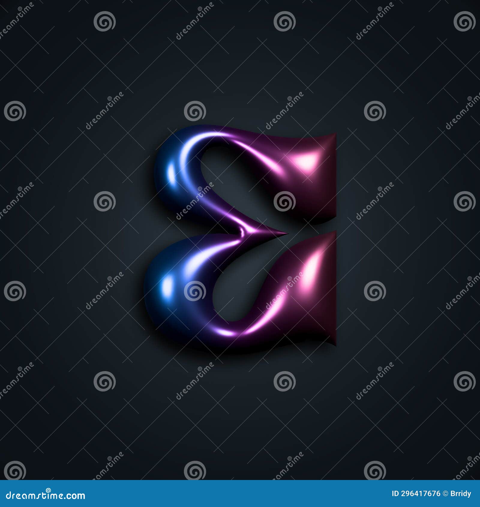 3D Chrome Balloon E Letter Design. Trendy Glossy Plastic Effect Stock ...