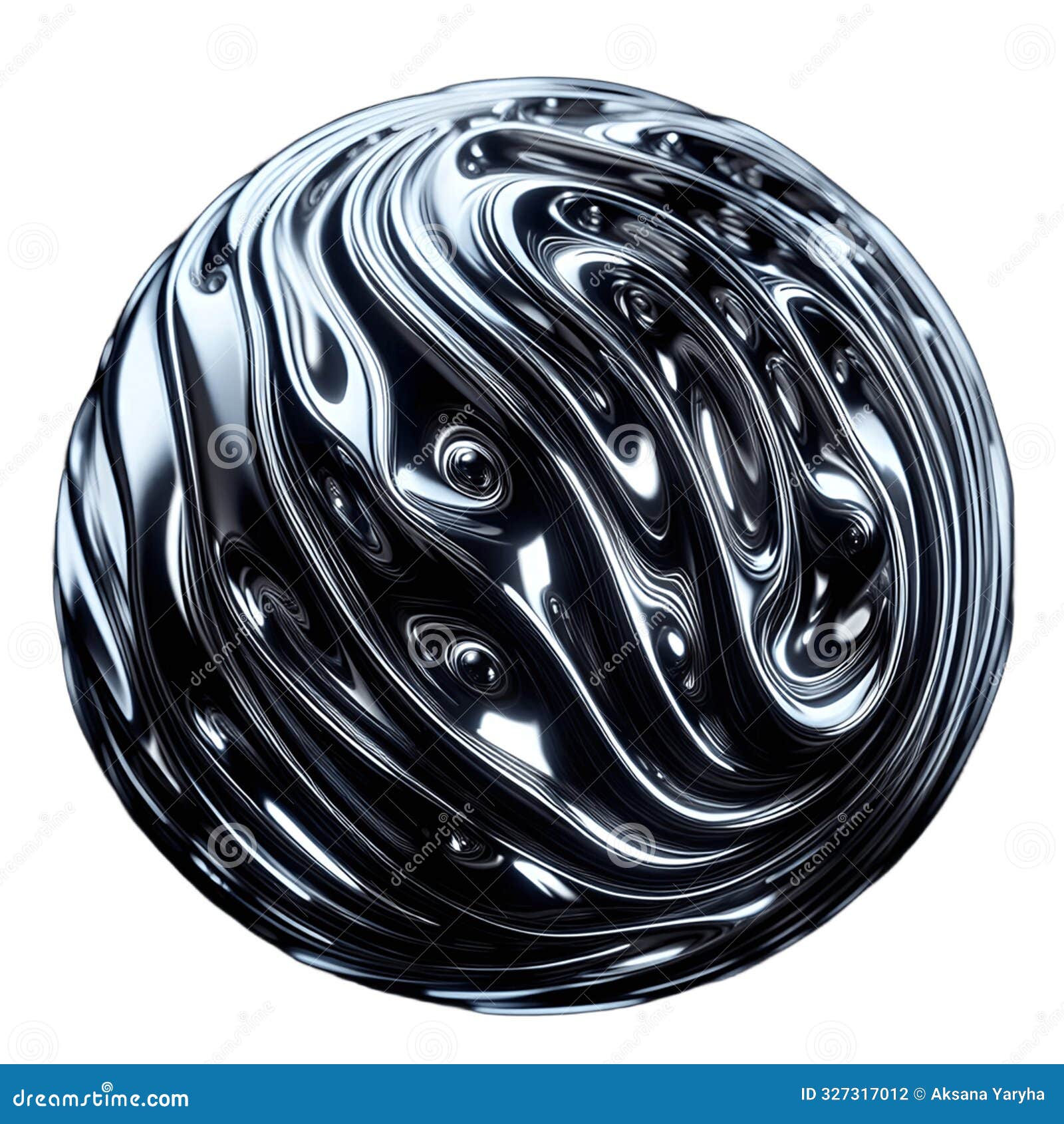 3d Chrome Liquid Wavy Isolated Sphere Render Luxurious Shiny Gradient ...