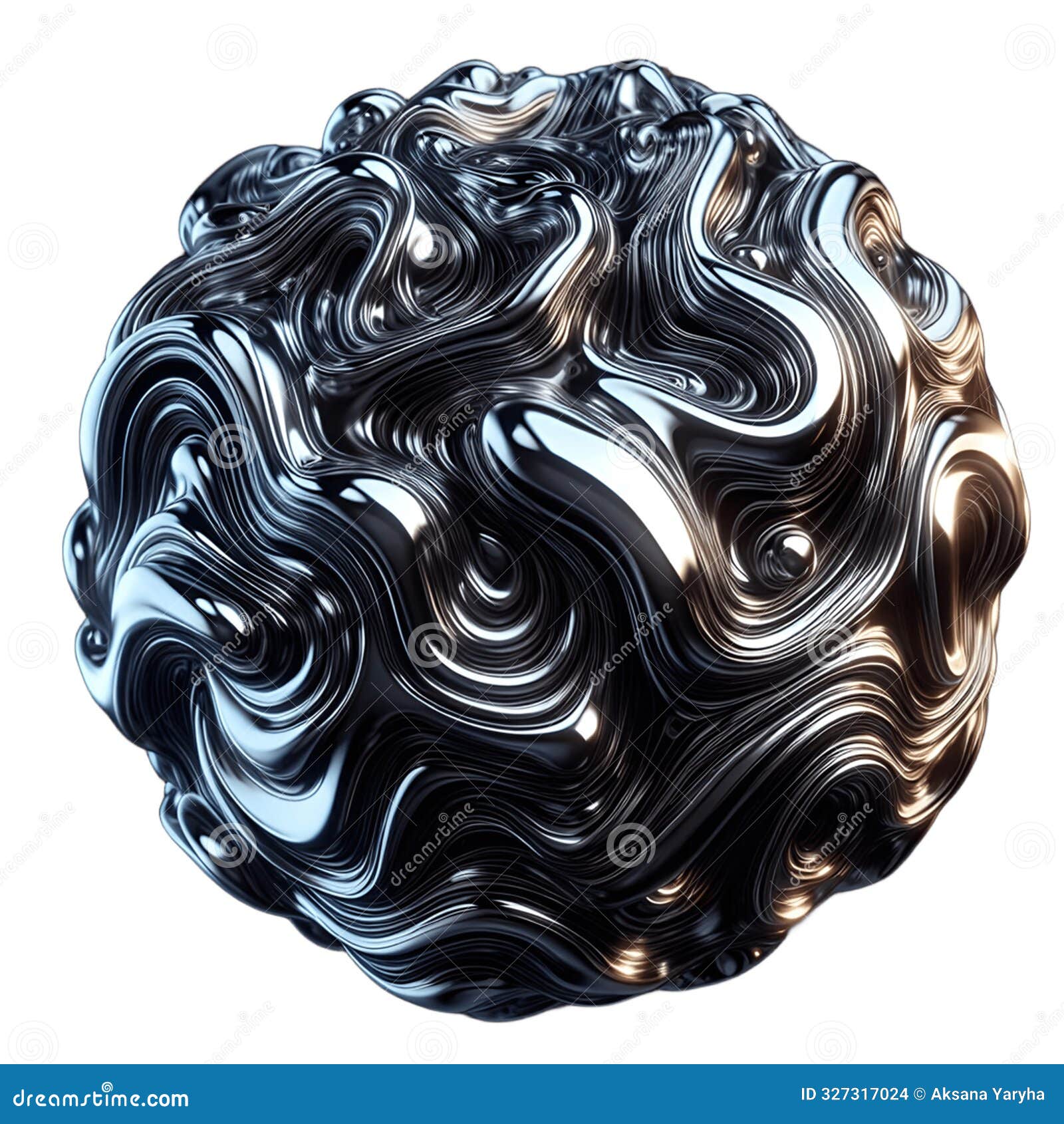 3d Chrome Liquid Wavy Isolated Sphere Render Luxurious Shiny Gradient ...