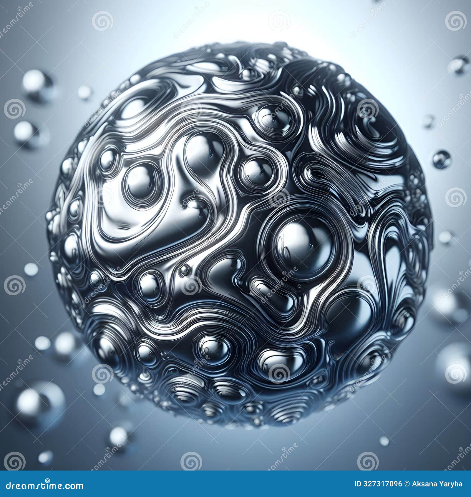 3d Chrome Liquid Wavy Sphere Render Luxurious Shiny Gradient Effect ...