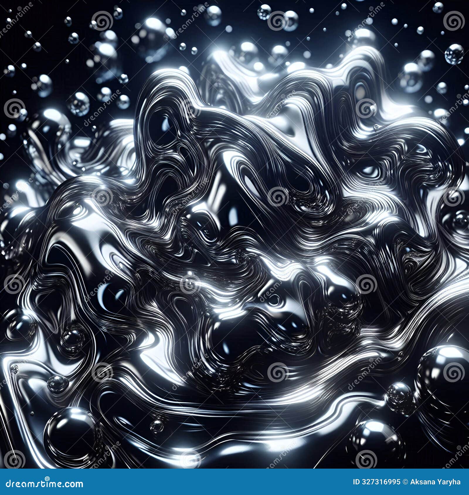 3d Chrome Liquid Wavy Texture Render Shiny Gradient Effect Flying ...