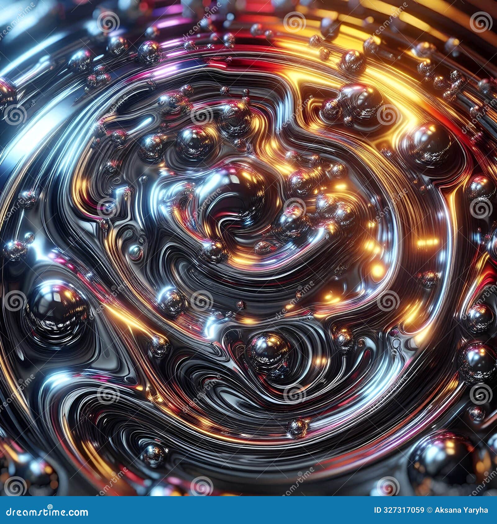 3d Chrome Liquid Wavy Texture Render Shiny Gradient Effect Flying ...