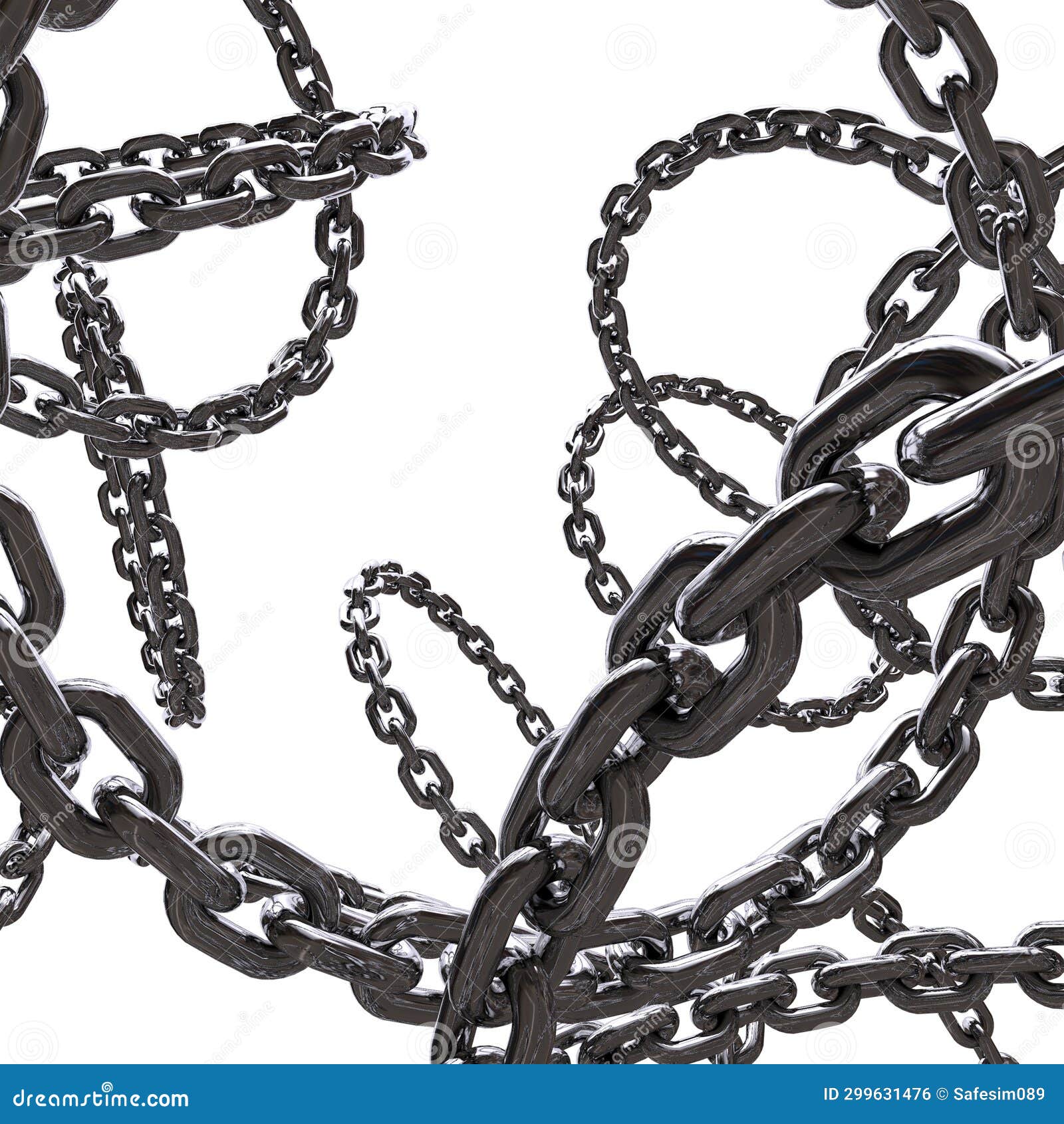 3d Chrome Metal Chains Whipping through the Air Digital Rendering Stock ...