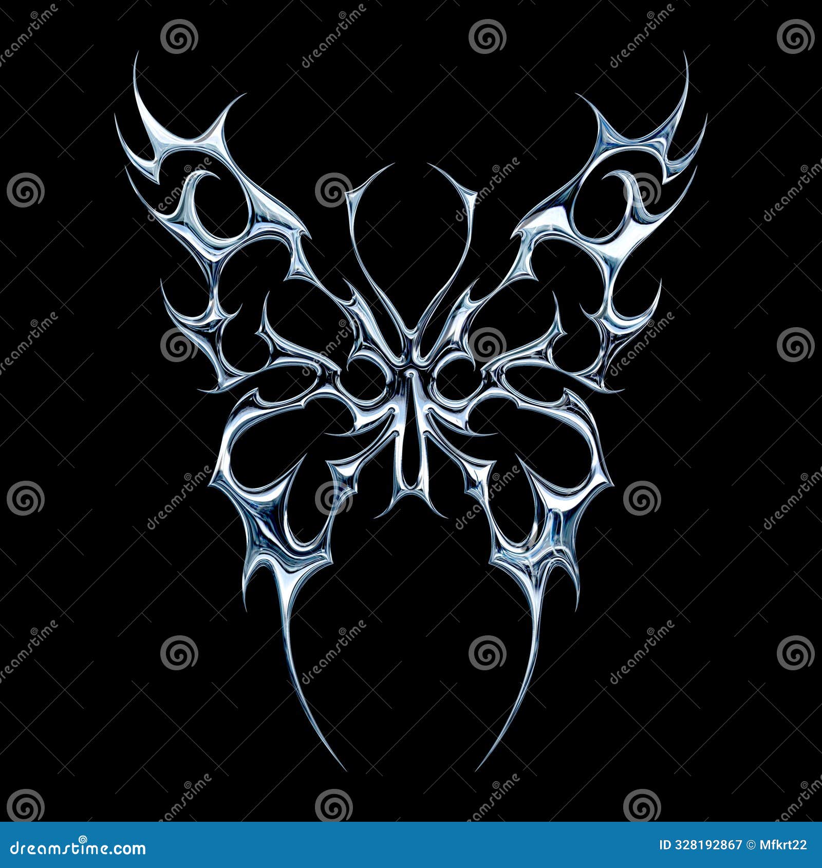 3d Chrome Metal Effect Neo Tribal Y2k Gothic Style Tattoo Cyber